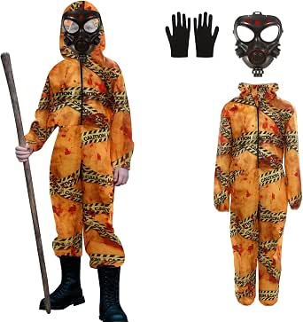 Amazon.com: Yellow Hazmat Costume with Mask, Kids Toxic Hazmat Suit ...