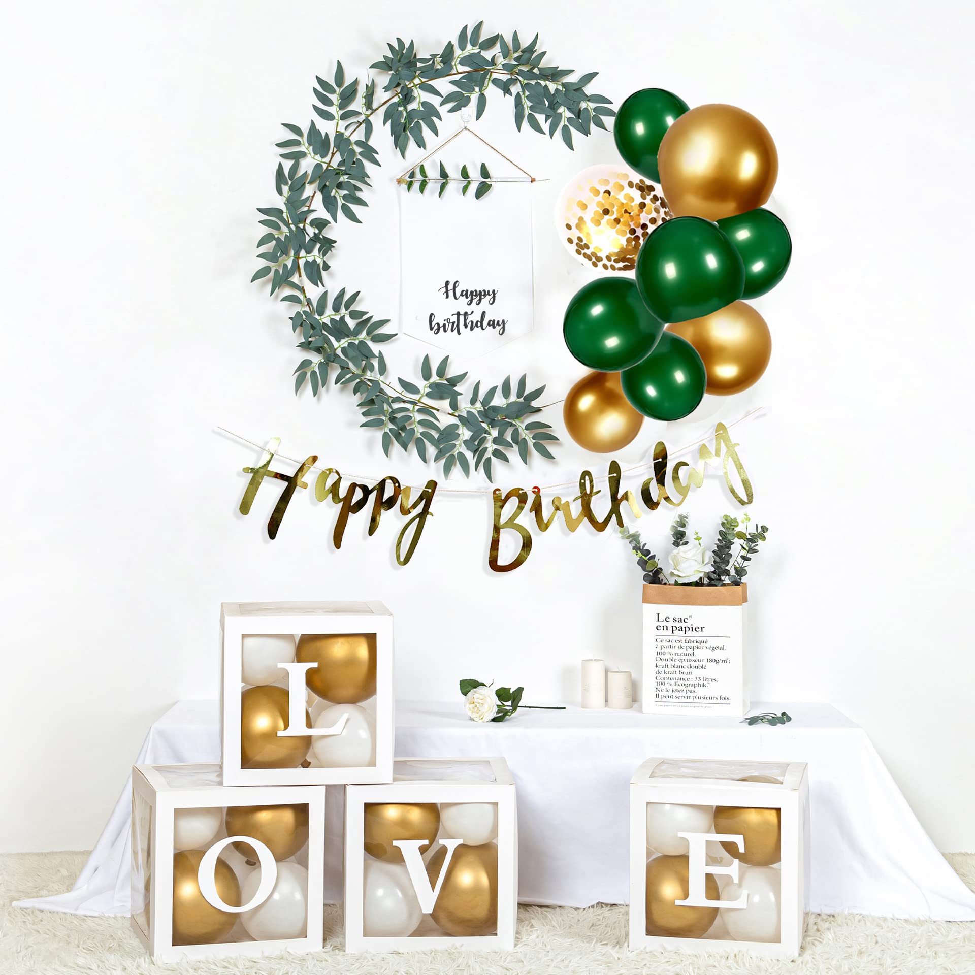 Buy Green Birthday Decorations, Green and Gold Jungle Balloons Garland ...