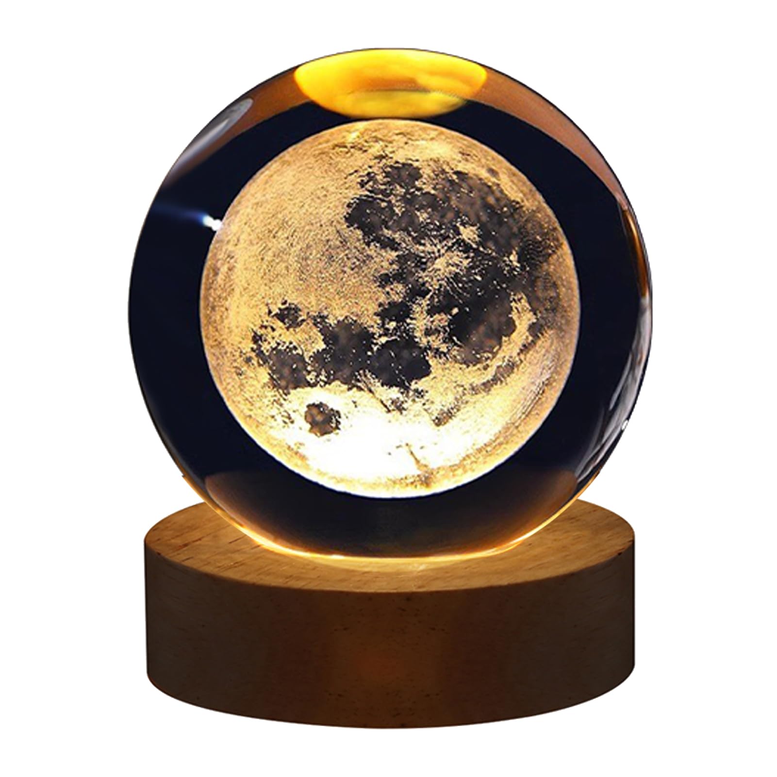 DULRLLY 3D Solar System Crystal Ball Night Light Saturn Crystal Ball ...