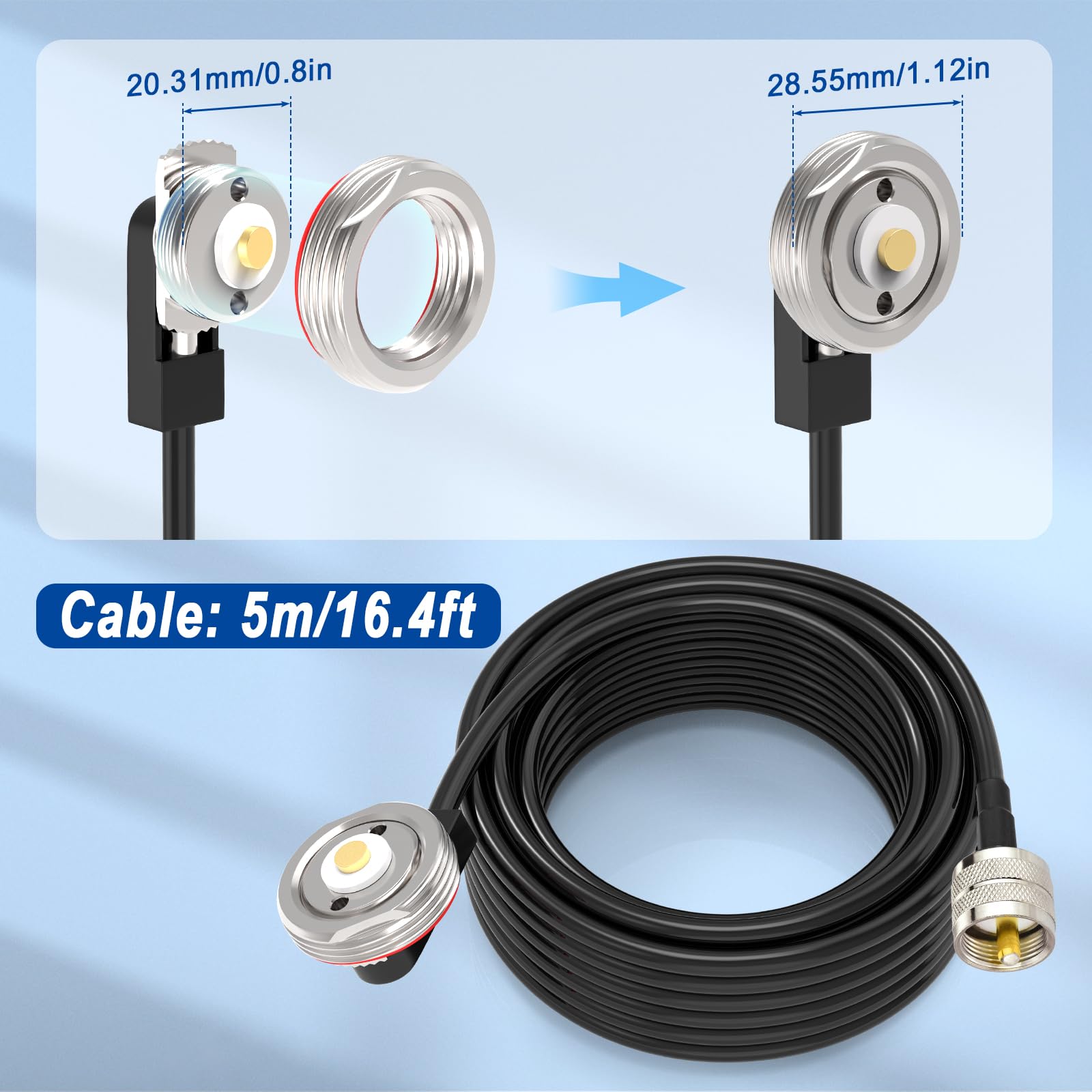 Snapklik.com : NMO Antenna Mount To UHF Male PL259 Extension Cable RG58 ...