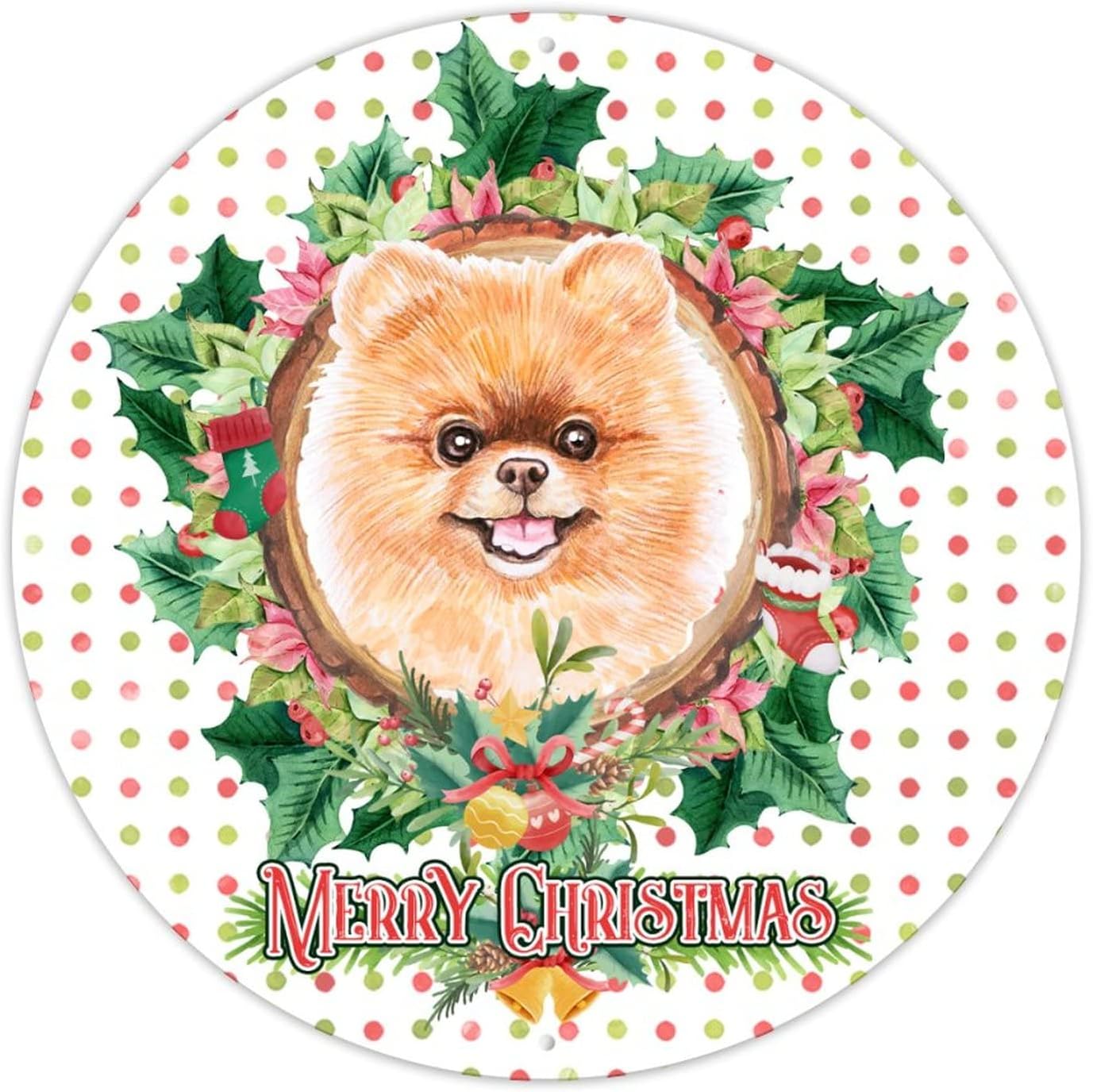 Amazon.com: Merry Christmas Tin Sign Christmas Wreath Metal Sign ...