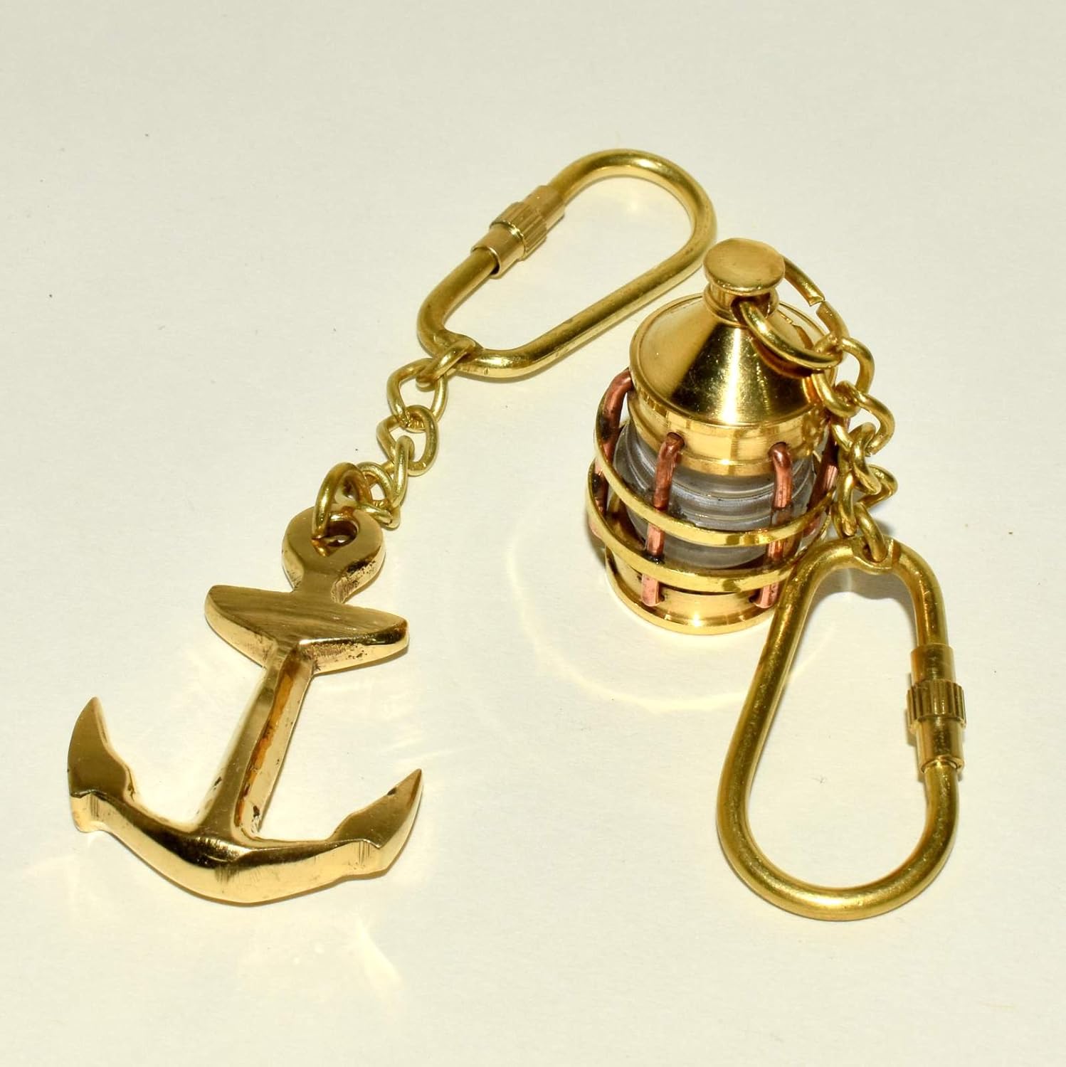 Brass Anchor Keychains Nautical Vintage Ship Anchor with lamp Key Ring ...
