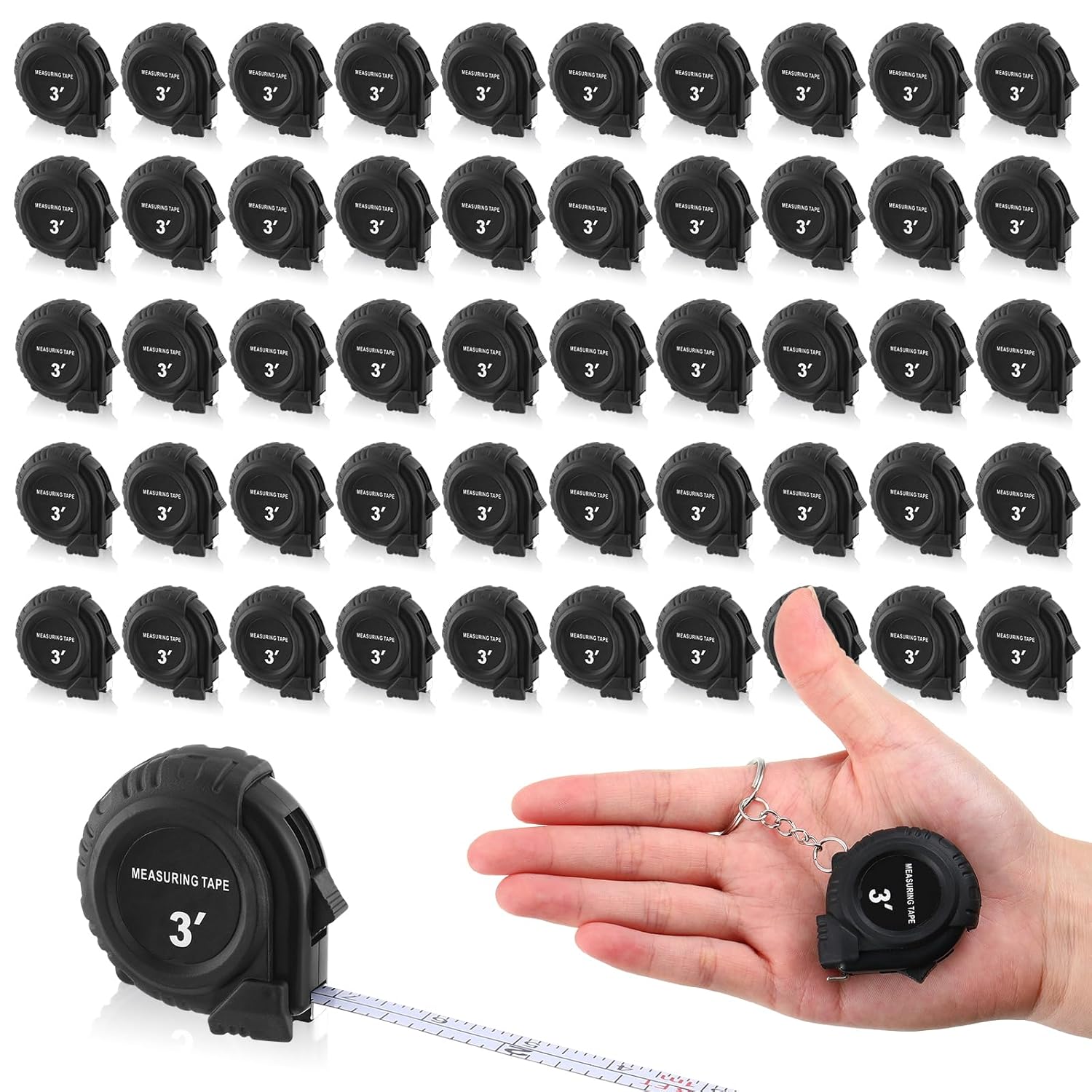 Kanayu 50 Pcs Mini Measuring Tape 3 ft/ 1m Retractable Keychain Tape ...