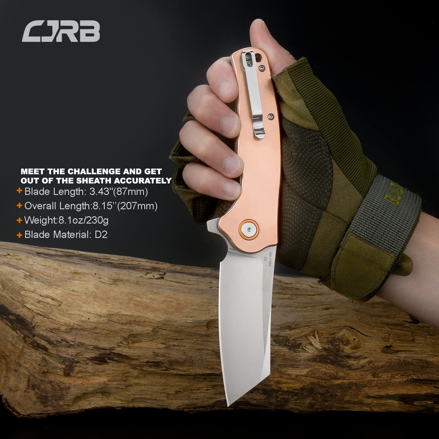 Snapklik.com : CJRB Crag Folding Pocket Knife, 3.43" D2 Steel Blade ...