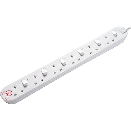 Masterplug Eight Socket Surge Protected Extension Lead, 2 Metres, 27 x ...