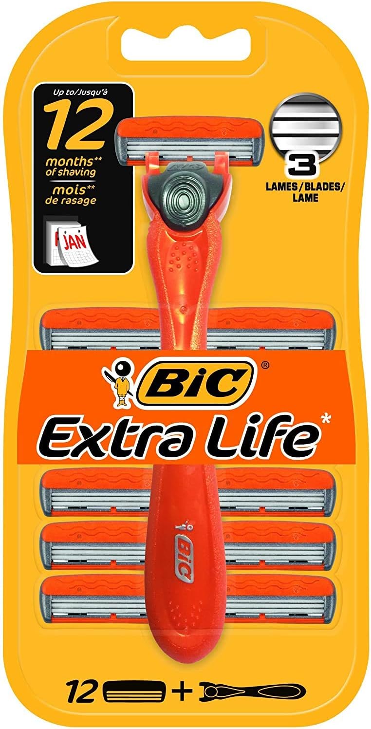 BIC 3 Hybrid Extra Life Disposable Men’s Razors with Triple-Blade ...