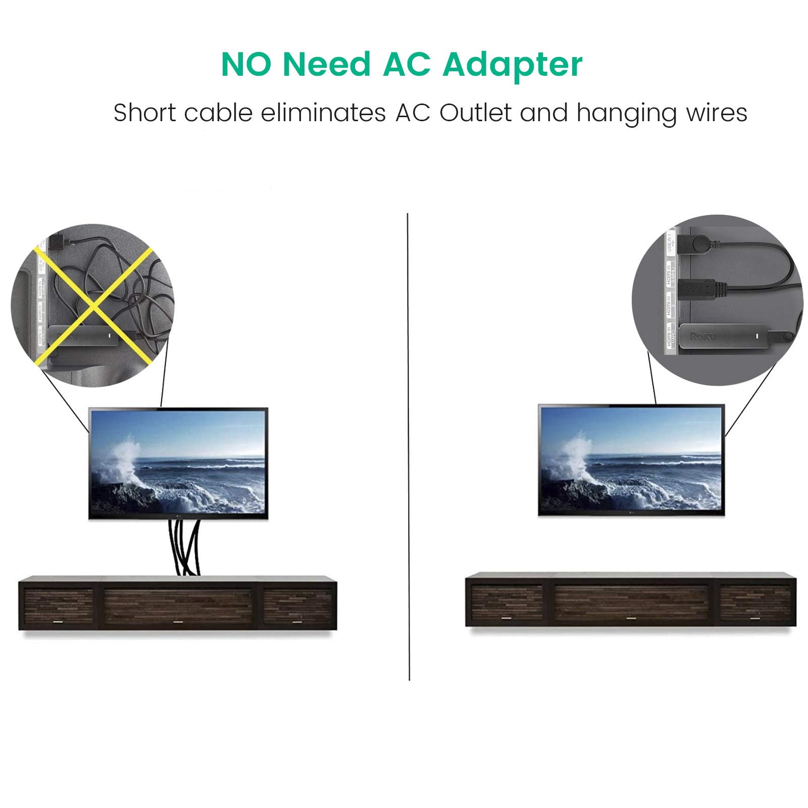 Snapklik.com : 2-Pack Power Cable Replacement For Roku Streaming Stick ...