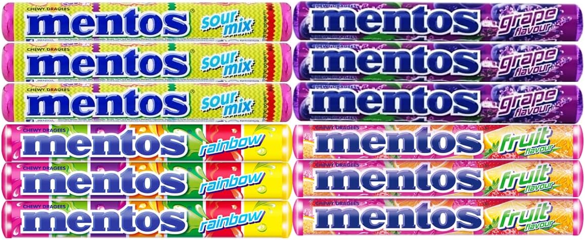 Amazon.com : Chewy Mint Dragees Candy Roll - Party Pack 4 Types ...