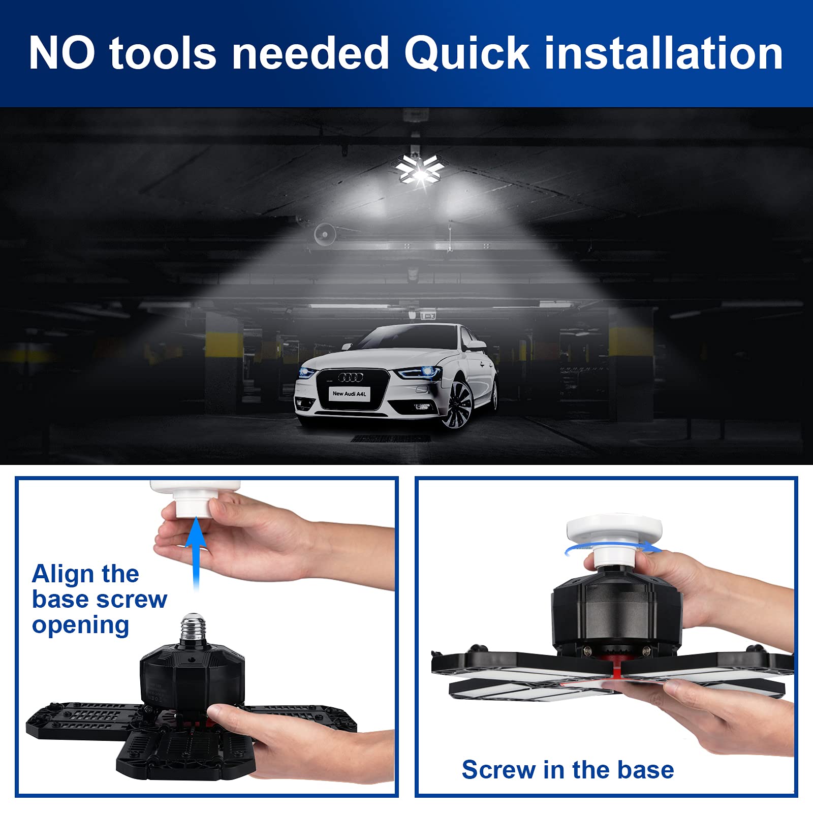 Snapklik.com : Garage Lights Ceiling Led 2 Pack Plug In Shop Lights ...