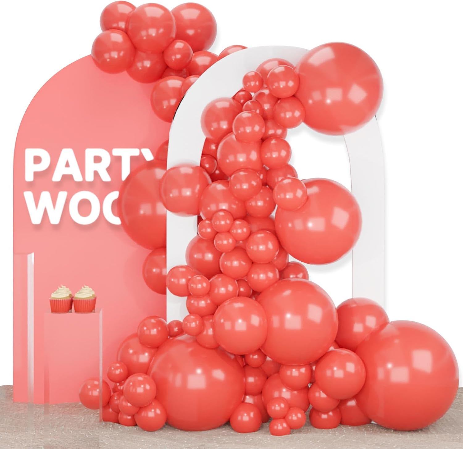 Amazon.com: PartyWoo Coral Red Balloons, 138 pcs Light Red Balloons ...