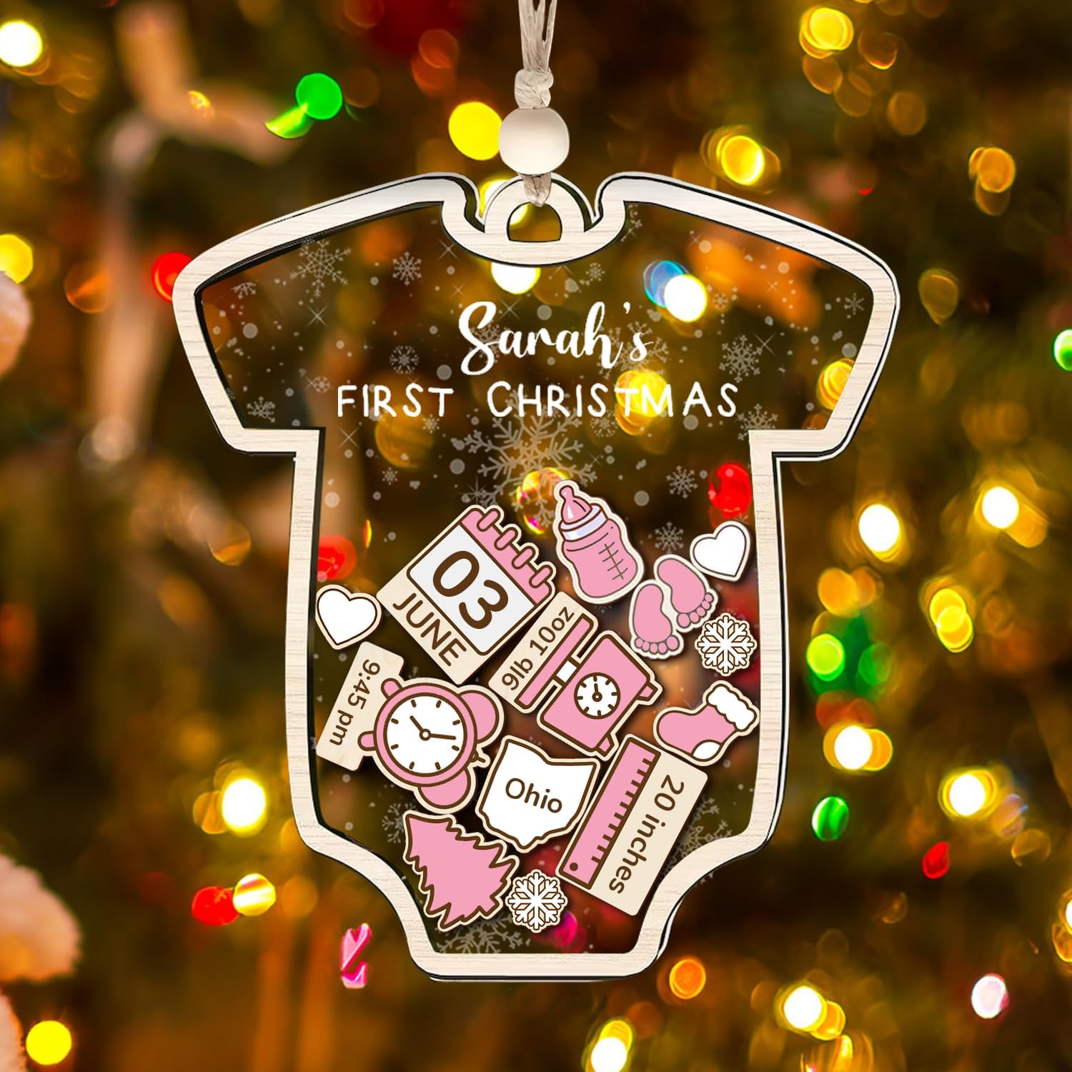 Amazon.com: Baby's First Christmas Ornament 2023 - Personalized Onesie Babys 1st Christmas ...