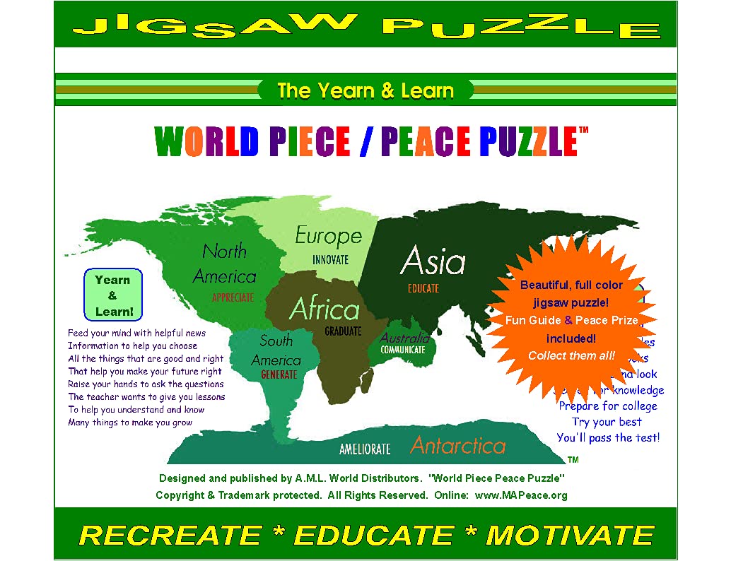 The World Peace / Piece Puzzle -Yearn & Learn: A. M. Logan, World ...