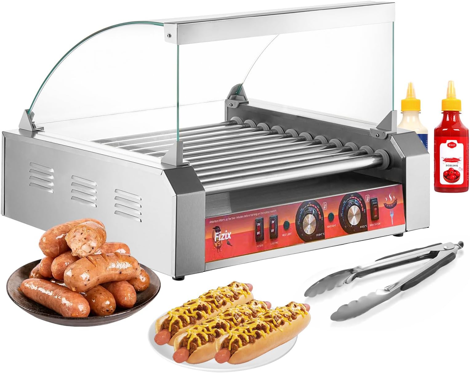 Amazon.com: 1700W Hot Dog Rollers,30 Hot Dog Capacity 11 Non-stick ...