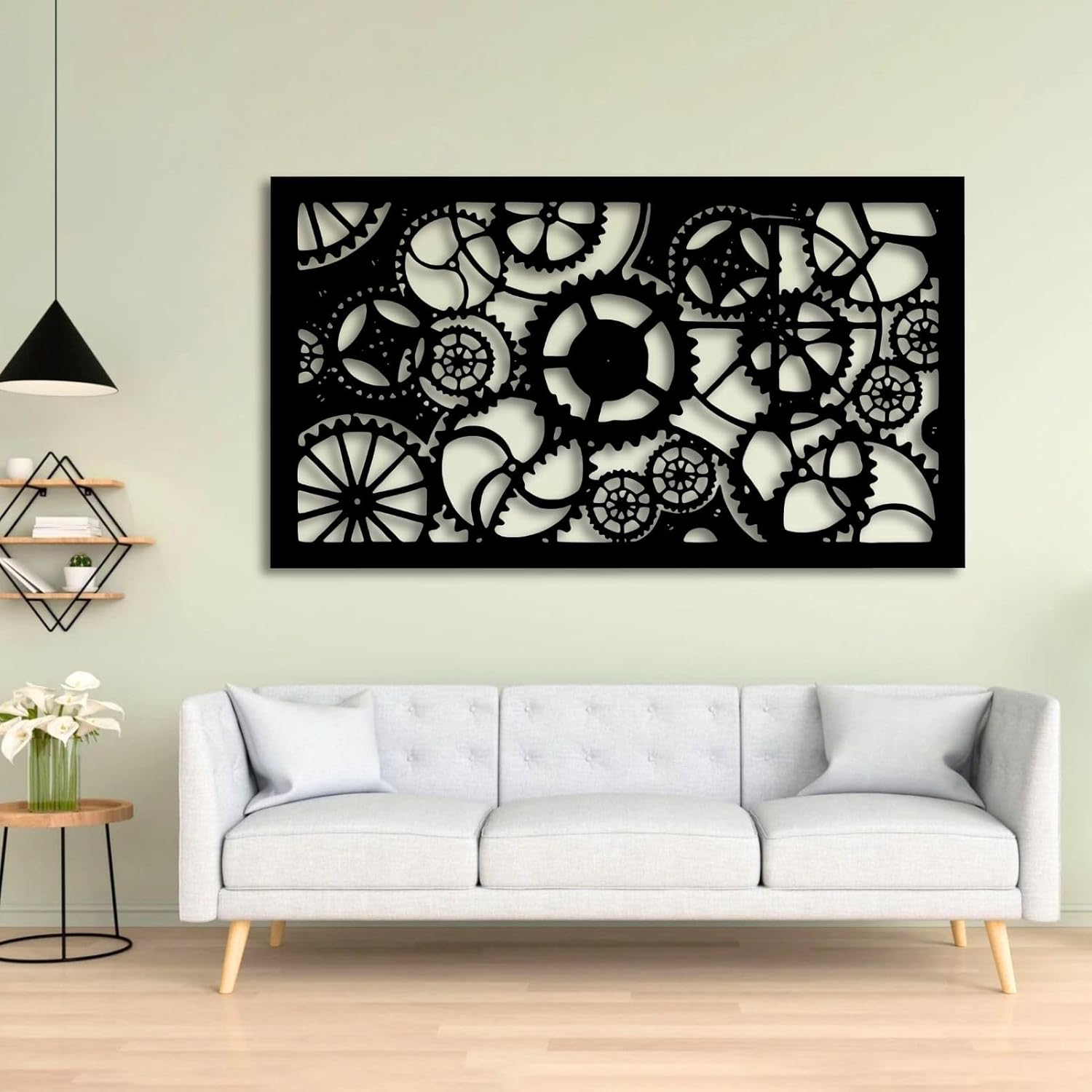 Amazon.com: OZF Metal Gear Wheel Wall Art,Geometric Home Decor ...