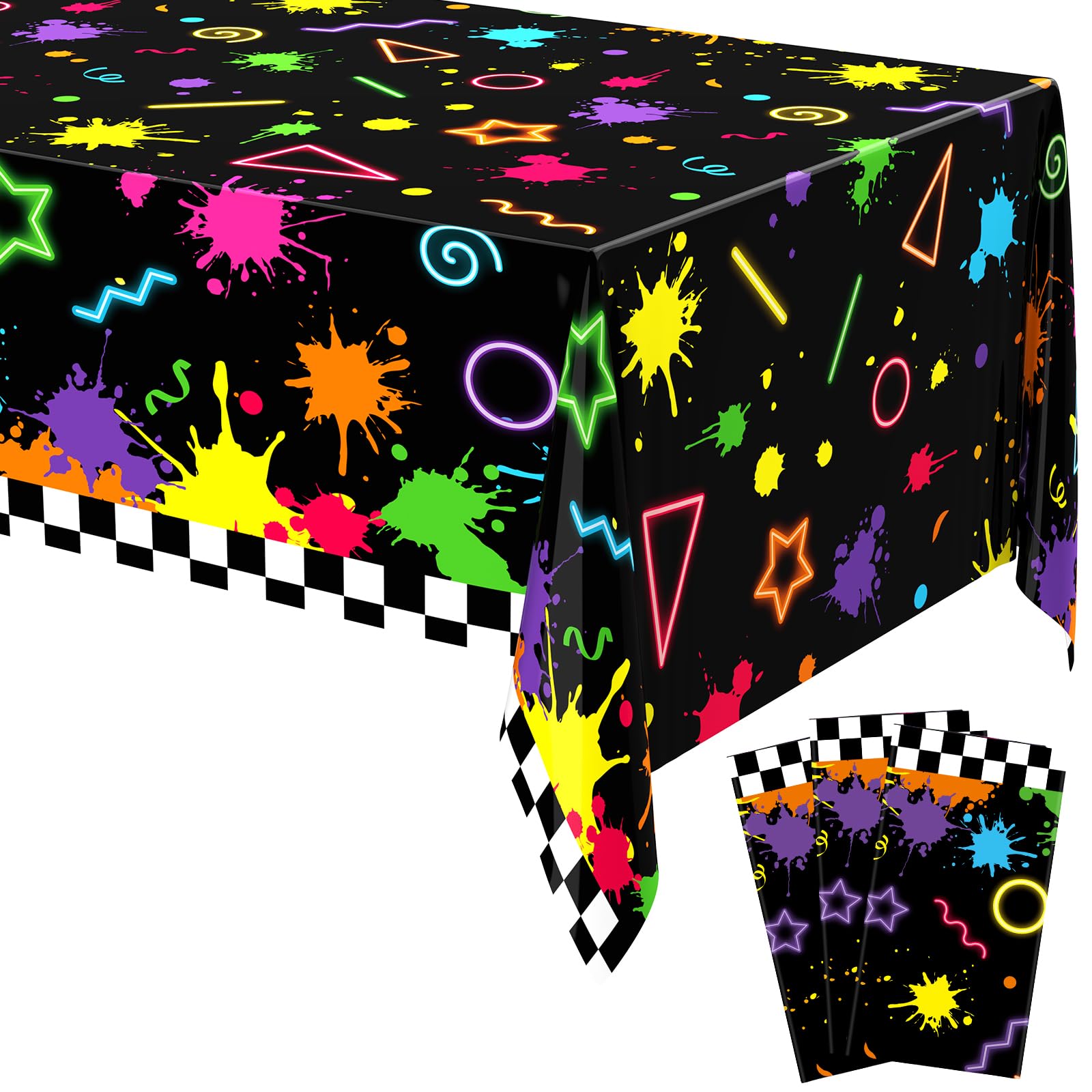 Amazon.com: Irenare 3 Pieces Neon Table Cloths Glow Party Table Covers ...
