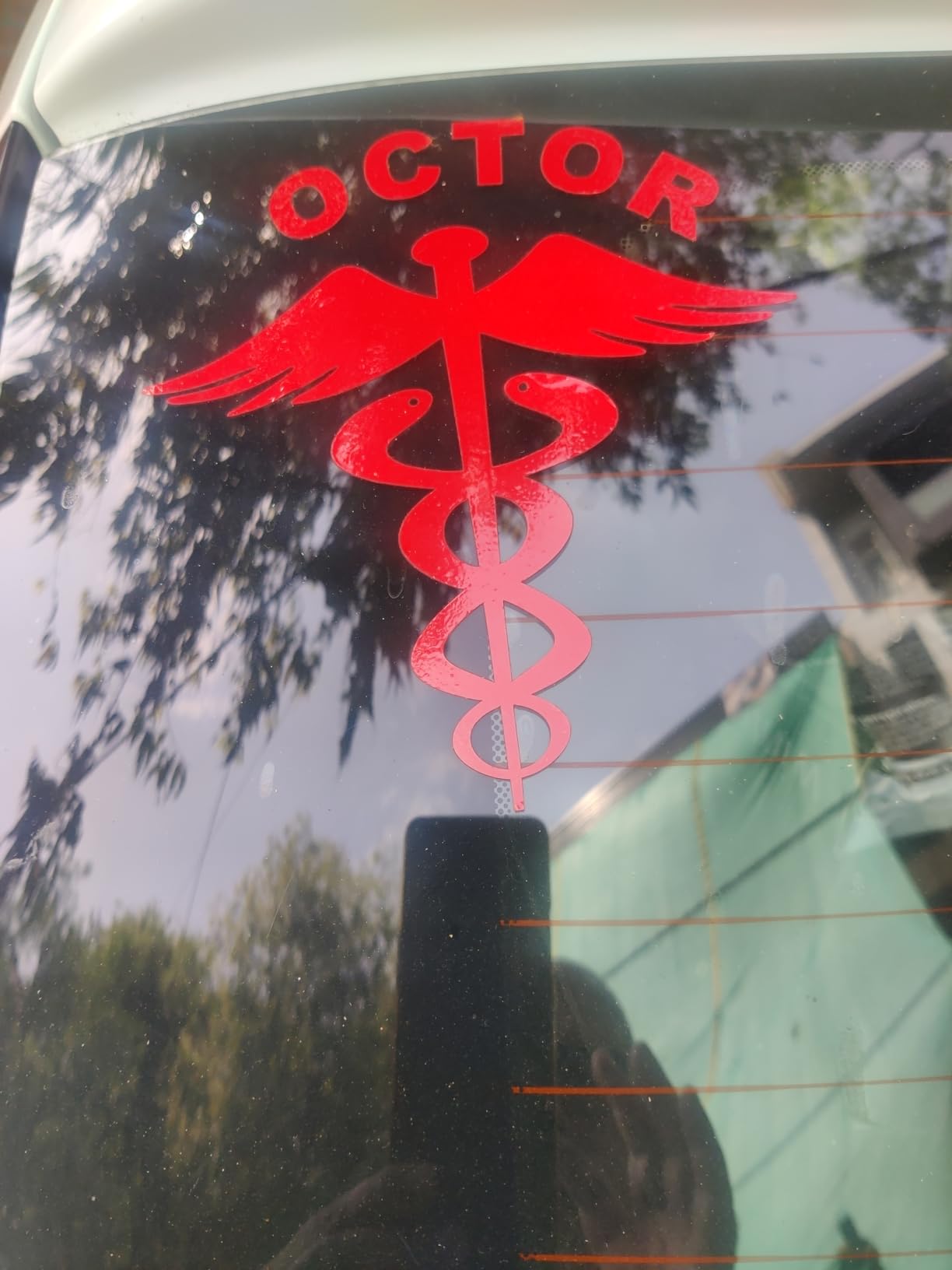 Onlinemart (Pack of 2) Red Doctor car decal sticker(14.5Cm X 15.5 Cm ...