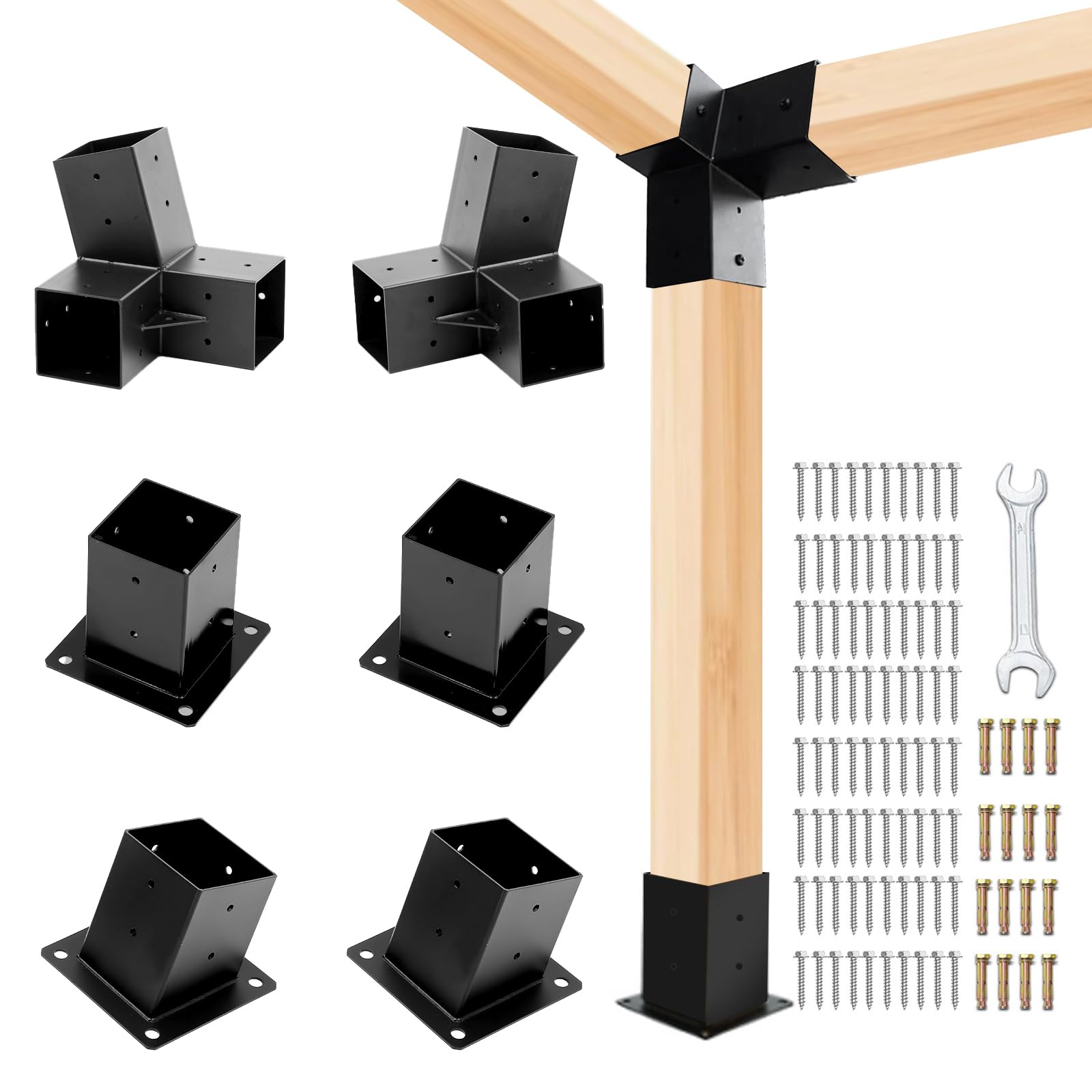 Amazon.com: TOPTGO 6 PCS Pergola Brackets Kit,15° 3-Way Slanted Roof ...