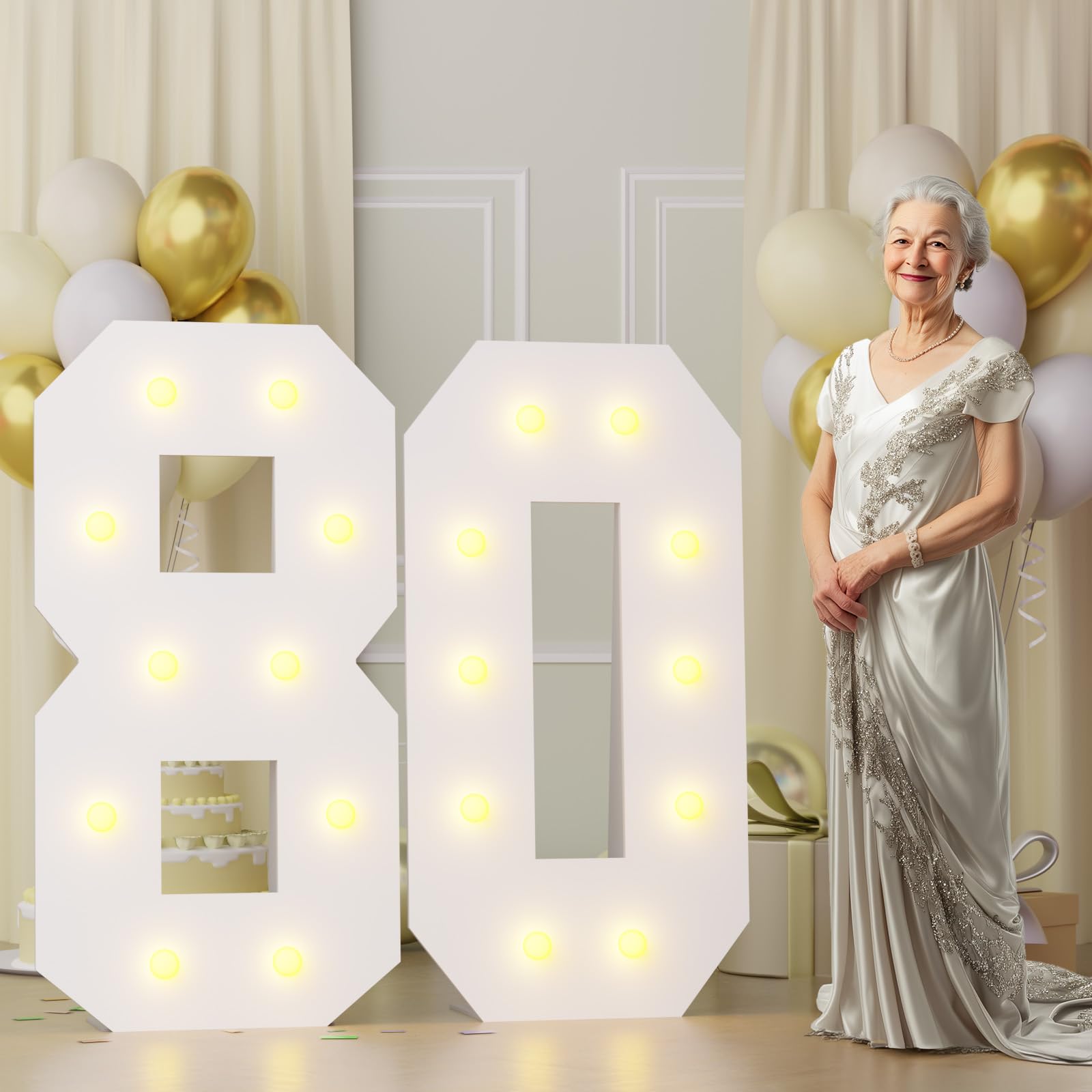 Amazon.com: Bugame 4FT 80 Marquee Numbers, Big 80 Light Up Numbers for ...