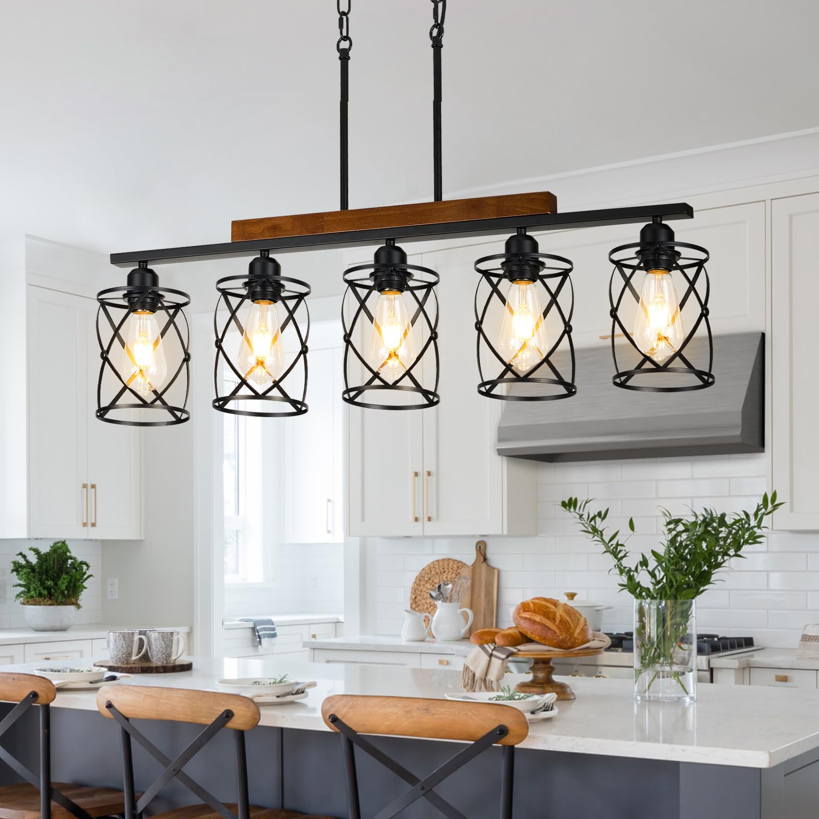 HungZeos Farmhouse Dining Room Light Fixture Over Table, Modern 5-Light ...