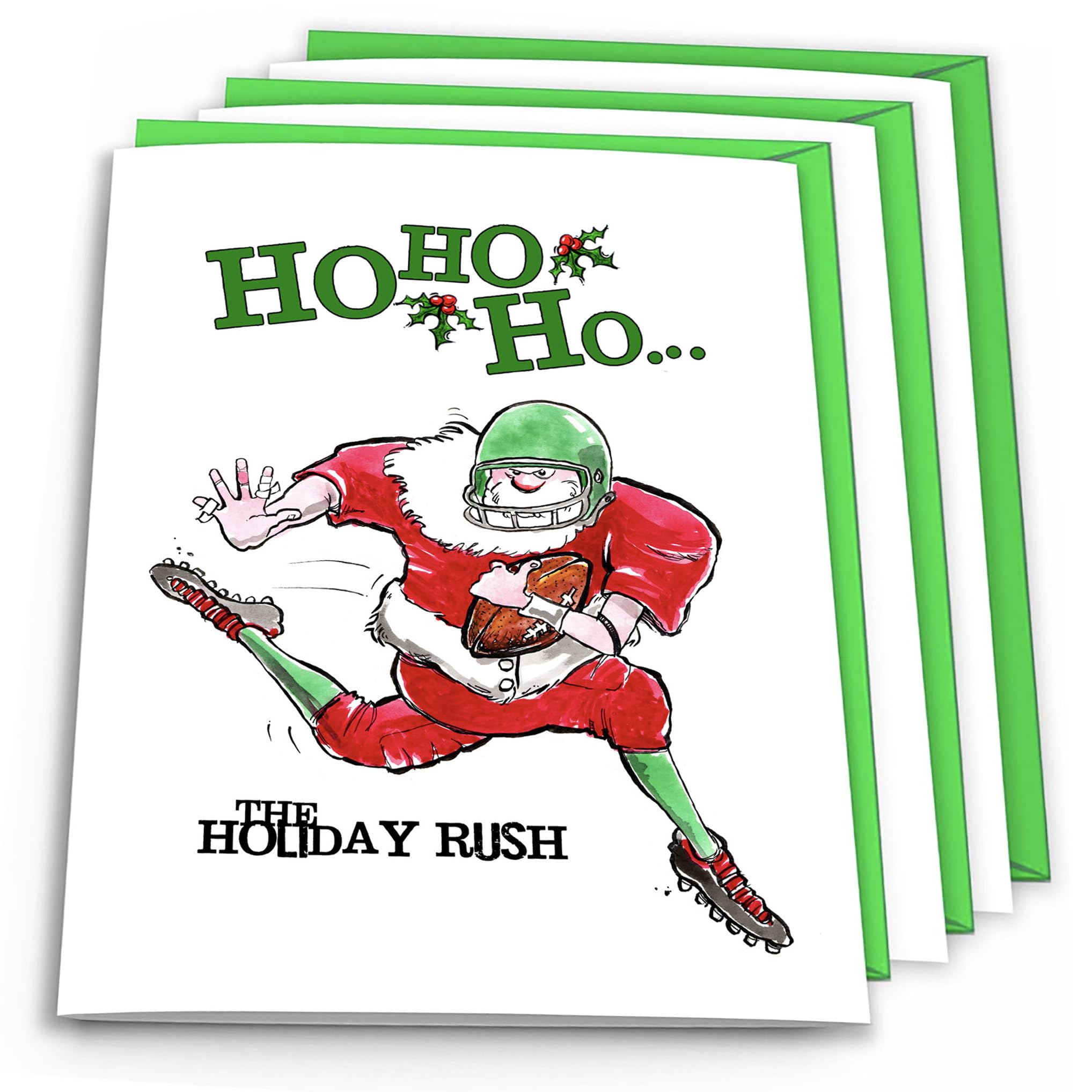 Amazon.com : 3-PACK FOOTBALL Christmas Cards - "The Holiday Rush" 3 ...