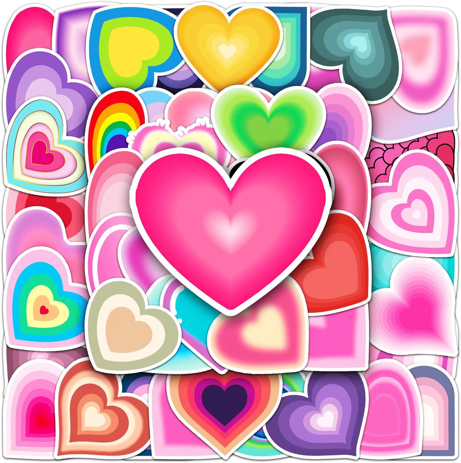 Amazon.com: REAXOY Pink Preppy Stickers Aesthetic 50PCS Cute Love Heart ...