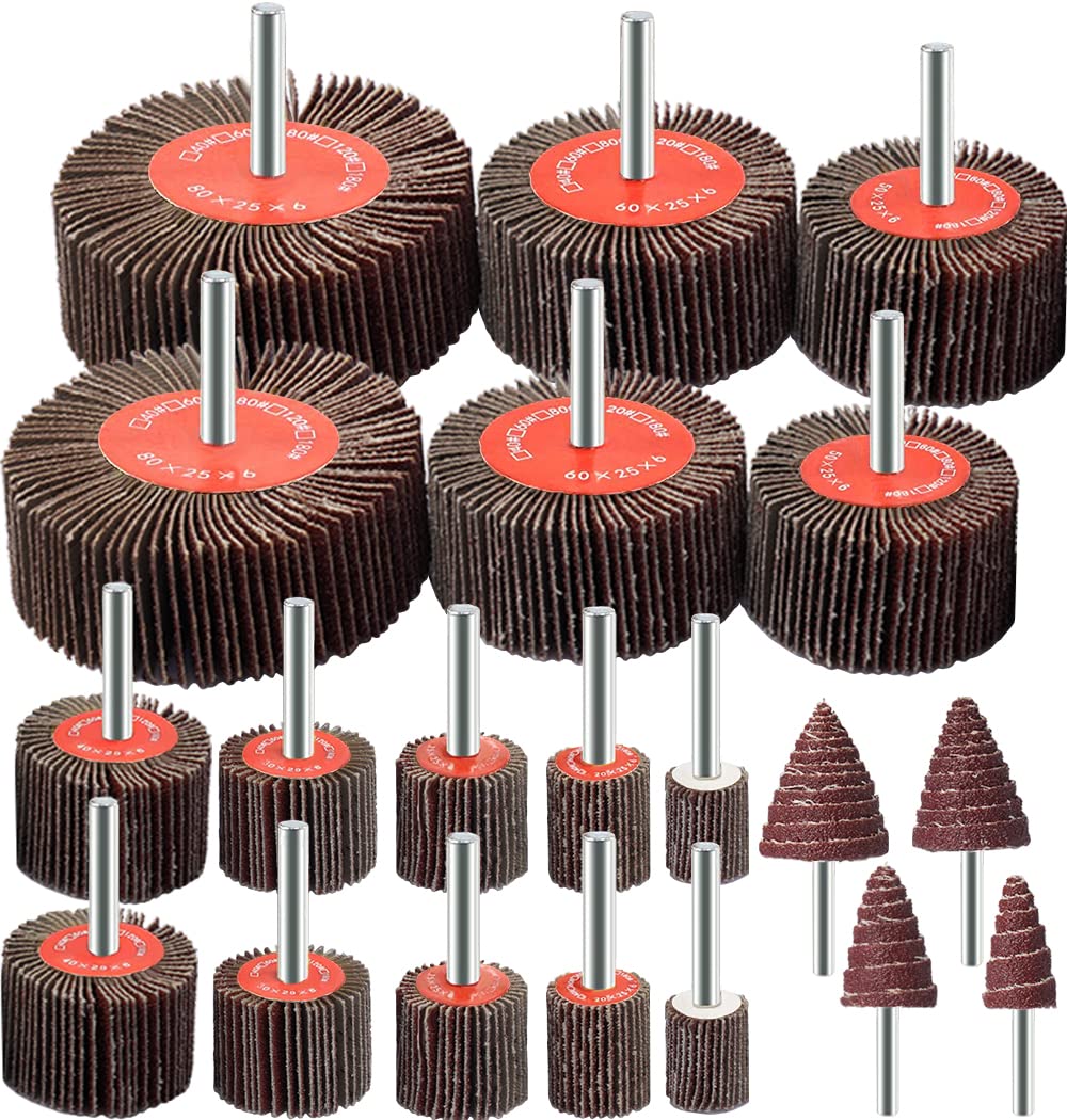 Amazon.com: Flap Wheels Sander Set 20 Pack Abrasive Grinder 80 Lamellar ...