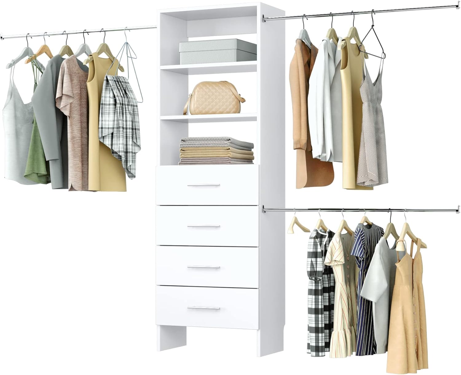 Amazon.com: Closet Shelves Tower With Drawers & Hanging Closet Kit ...