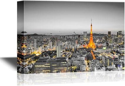 Amazon.com: wall26 - Canvas Wall Art - Tokyo, Japan Skyline at Tokyo ...
