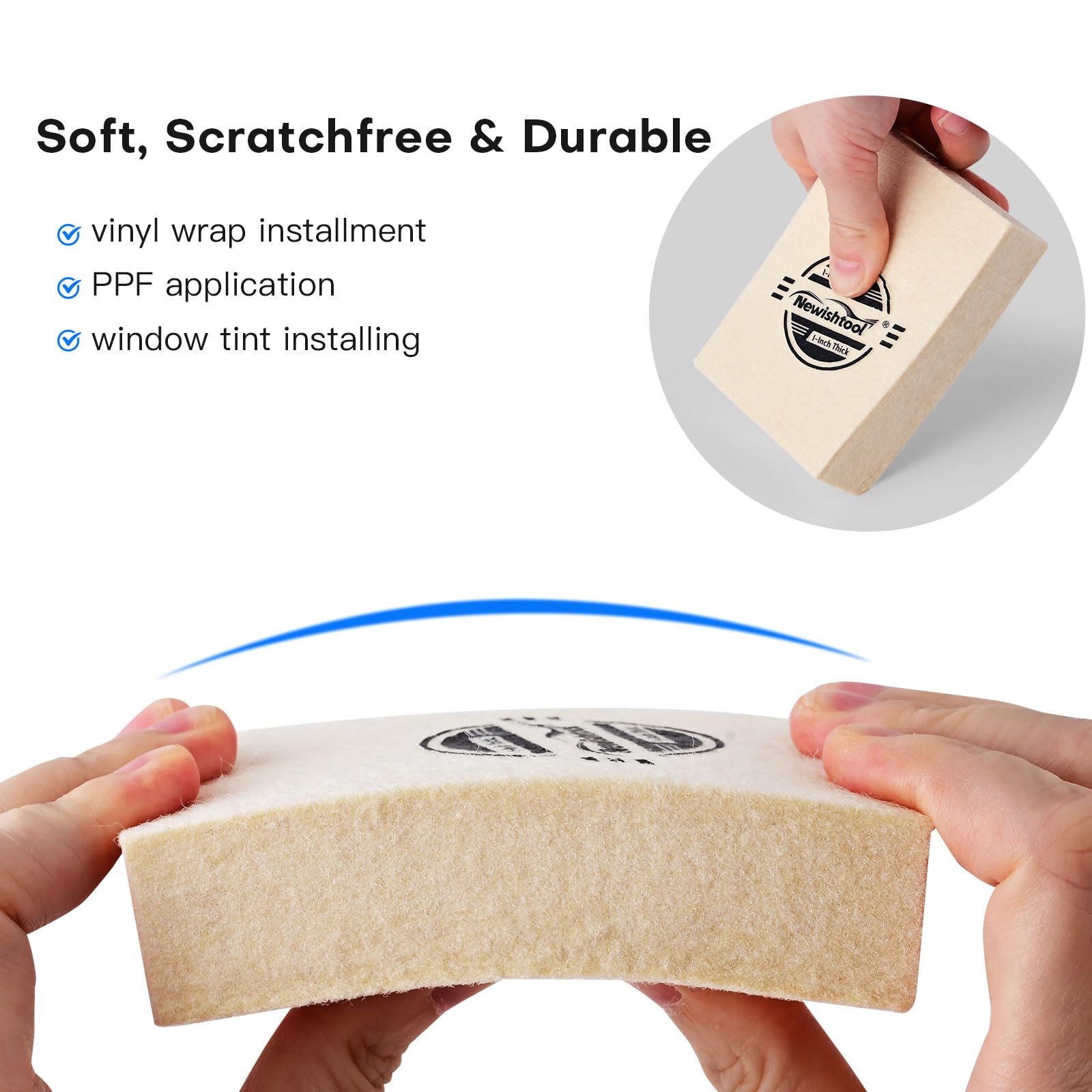 Snapklik.com : NEWISHTOOL 3 PCS Wool Felt Squeegee Window Tint Tools, 1 ...