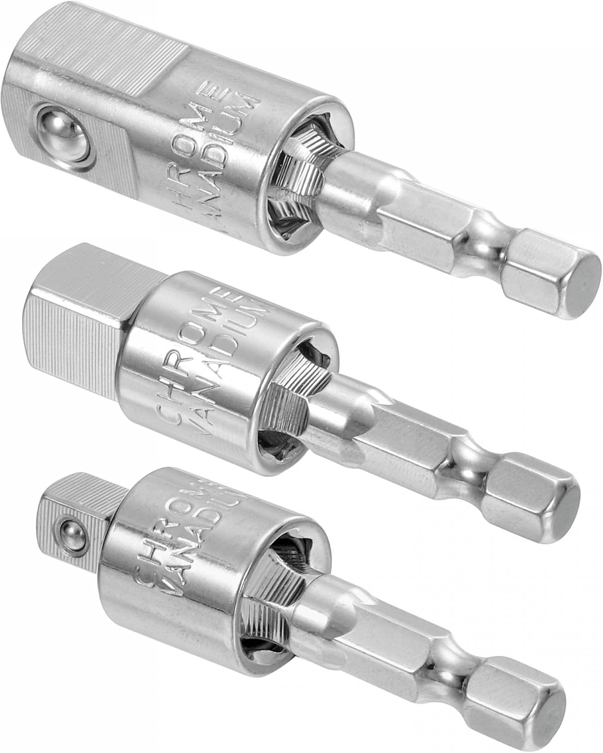 uxcell 1/4", 3/8", 1/2" Impact Grade Socket Adapter Set with 360 Degree ...