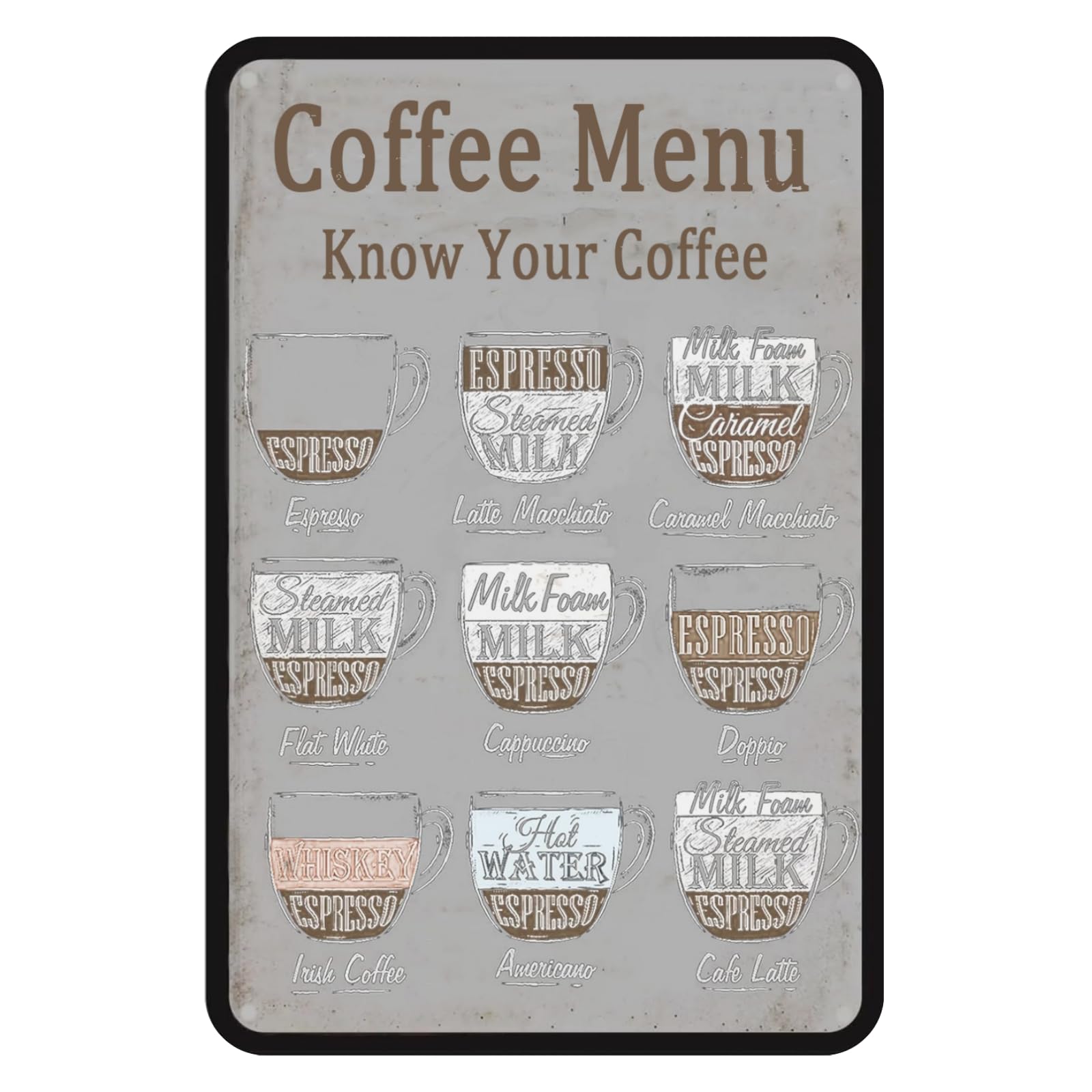 Amazon.com: Vintage Coffee Sign Coffee Menu Know Your Coffee Signs ...