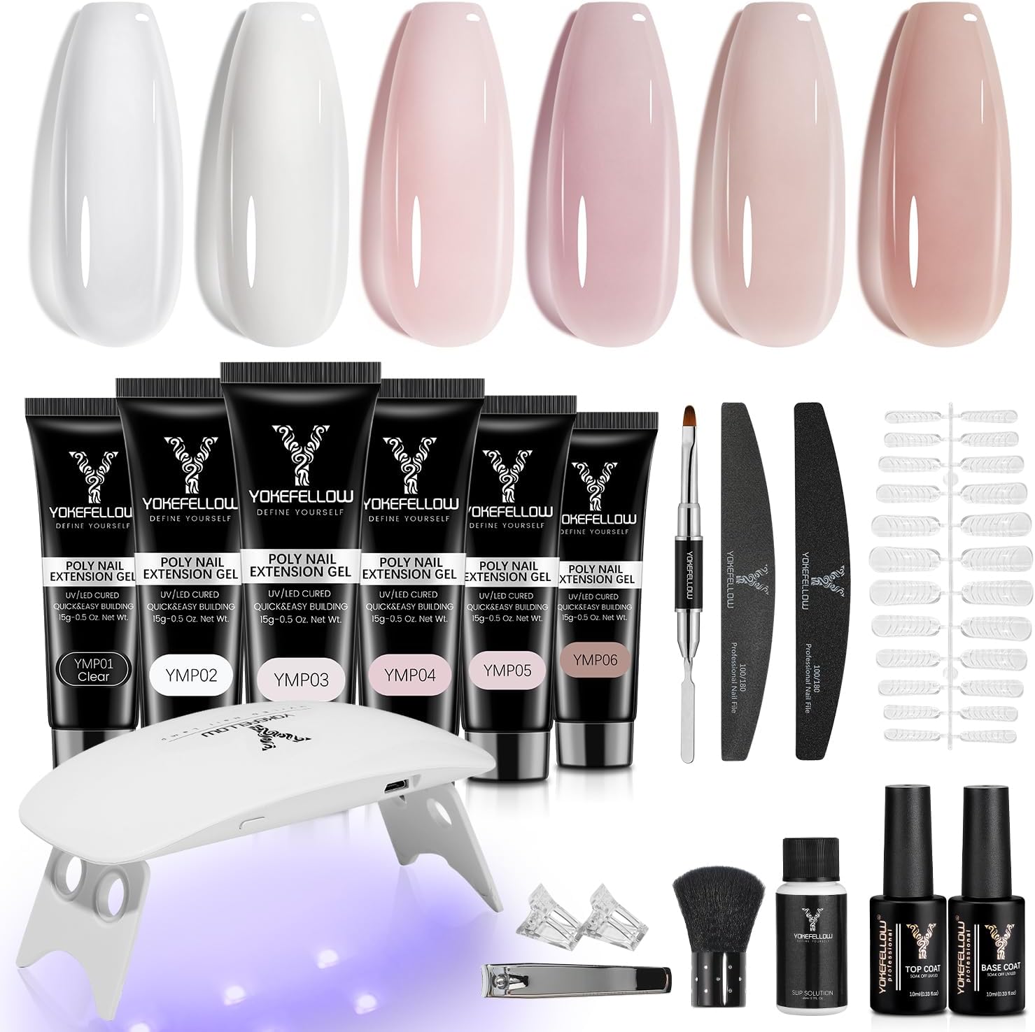 Amazon.com : COSCELIA Poly Nail Gel Kit Starter Kit with U V Lamp 3PC ...