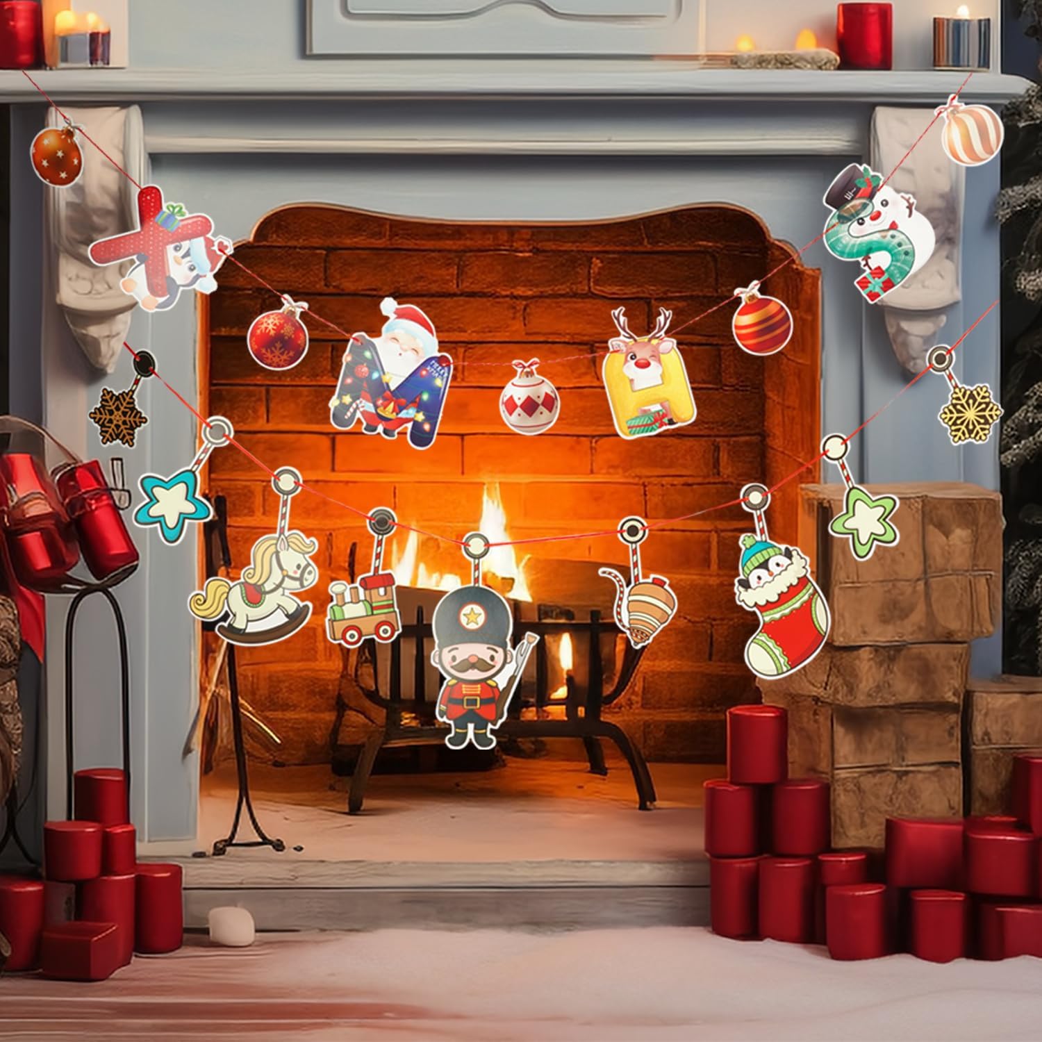 Amazon.com: Uptotop Christmas Banner Decorations, 2 Pack 9.1 FT Merry ...