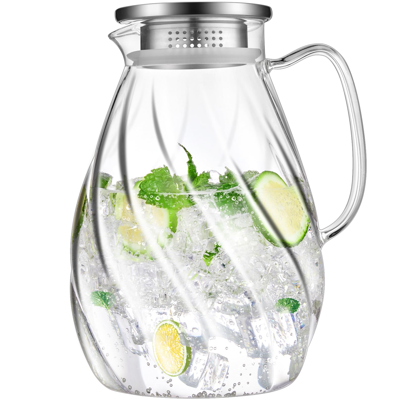 Amazon.com: DRASTAR Glass Pitcher, 74oz Water Pitcher with Lid & Handle ...