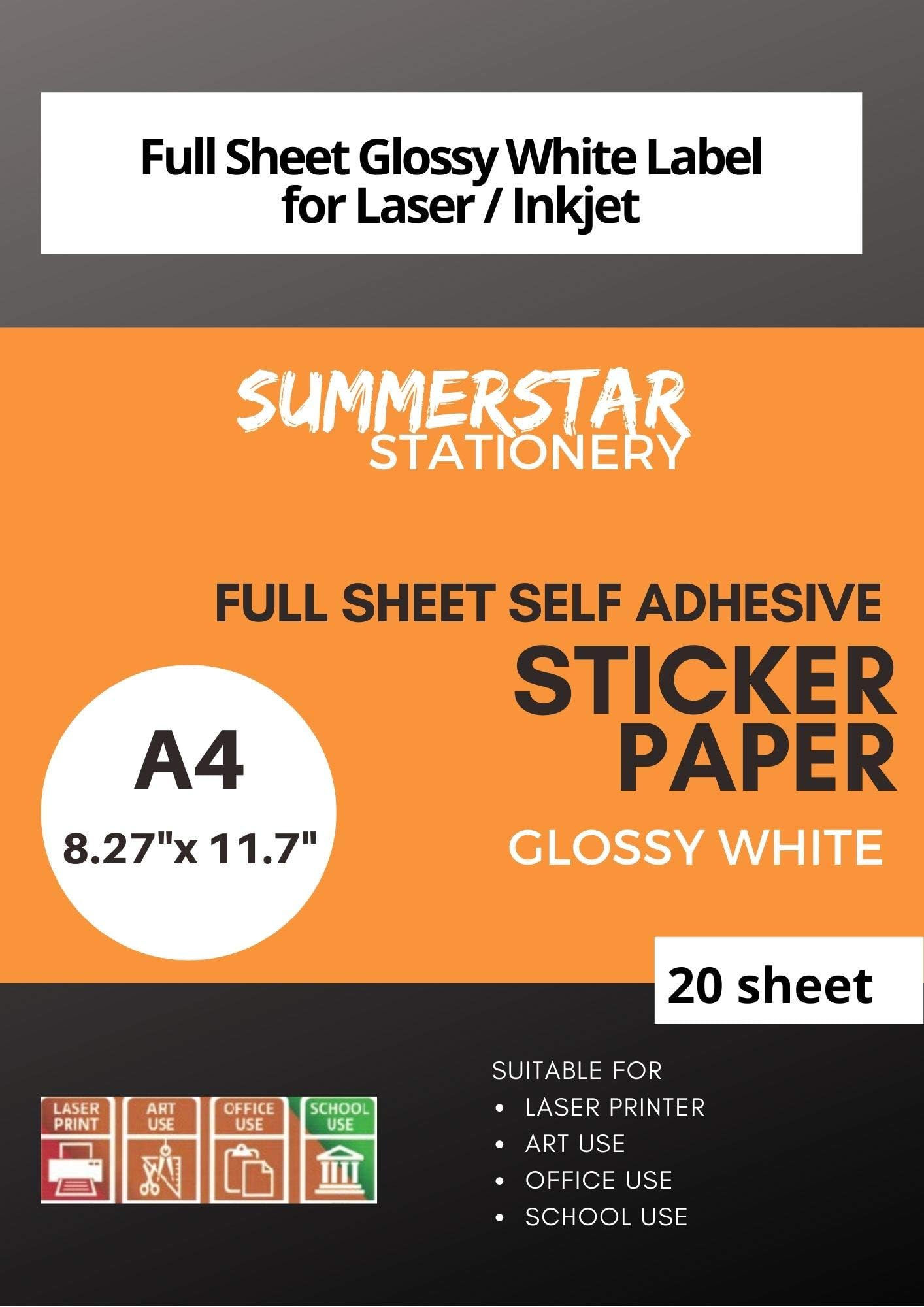 Amazon.com: Glossy White Sticker Paper Label - Printable Blank Full ...