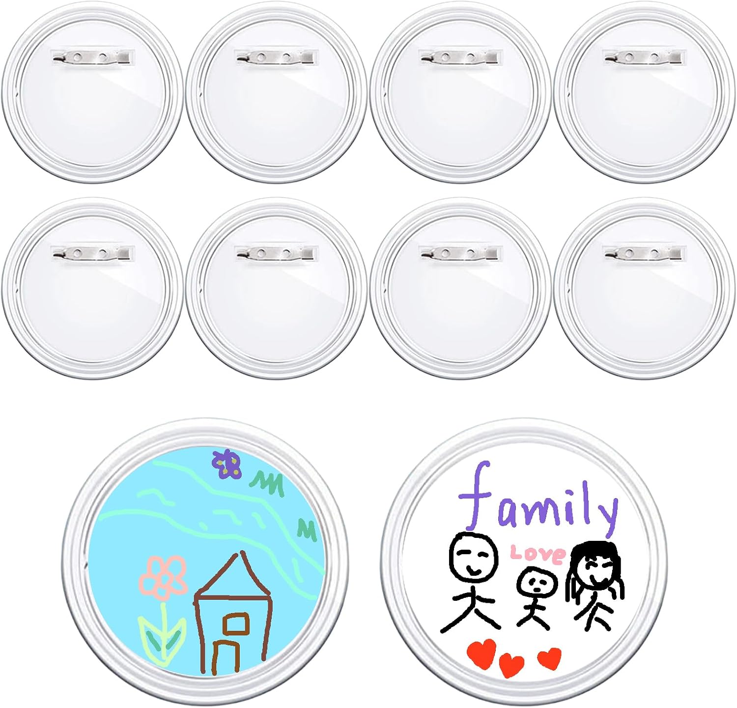 Amazon.com: 10PCS Sublimation Buttons Blanks with Pins, 2 Inch Clear ...