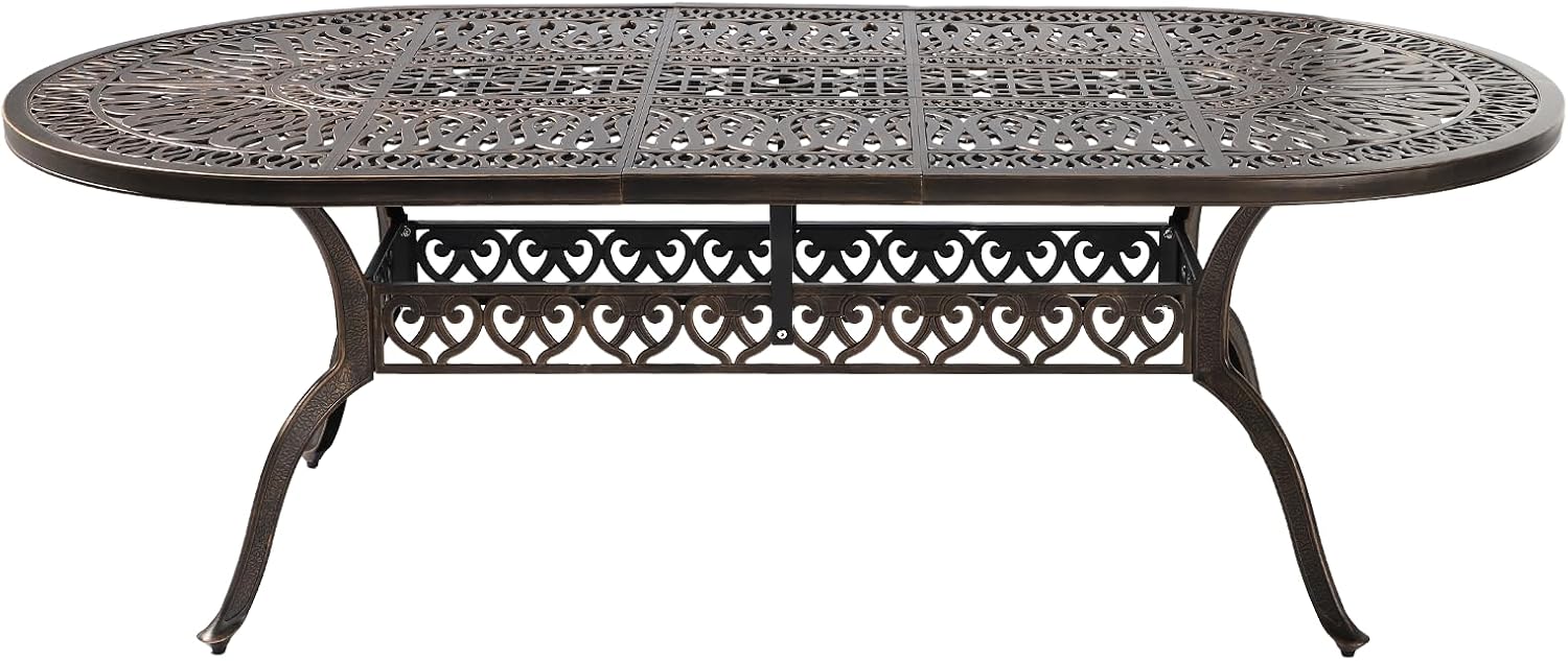 Amazon.com: FKLUG Cast Aluminum Patio Dining Table,Outdoor Dining Table ...