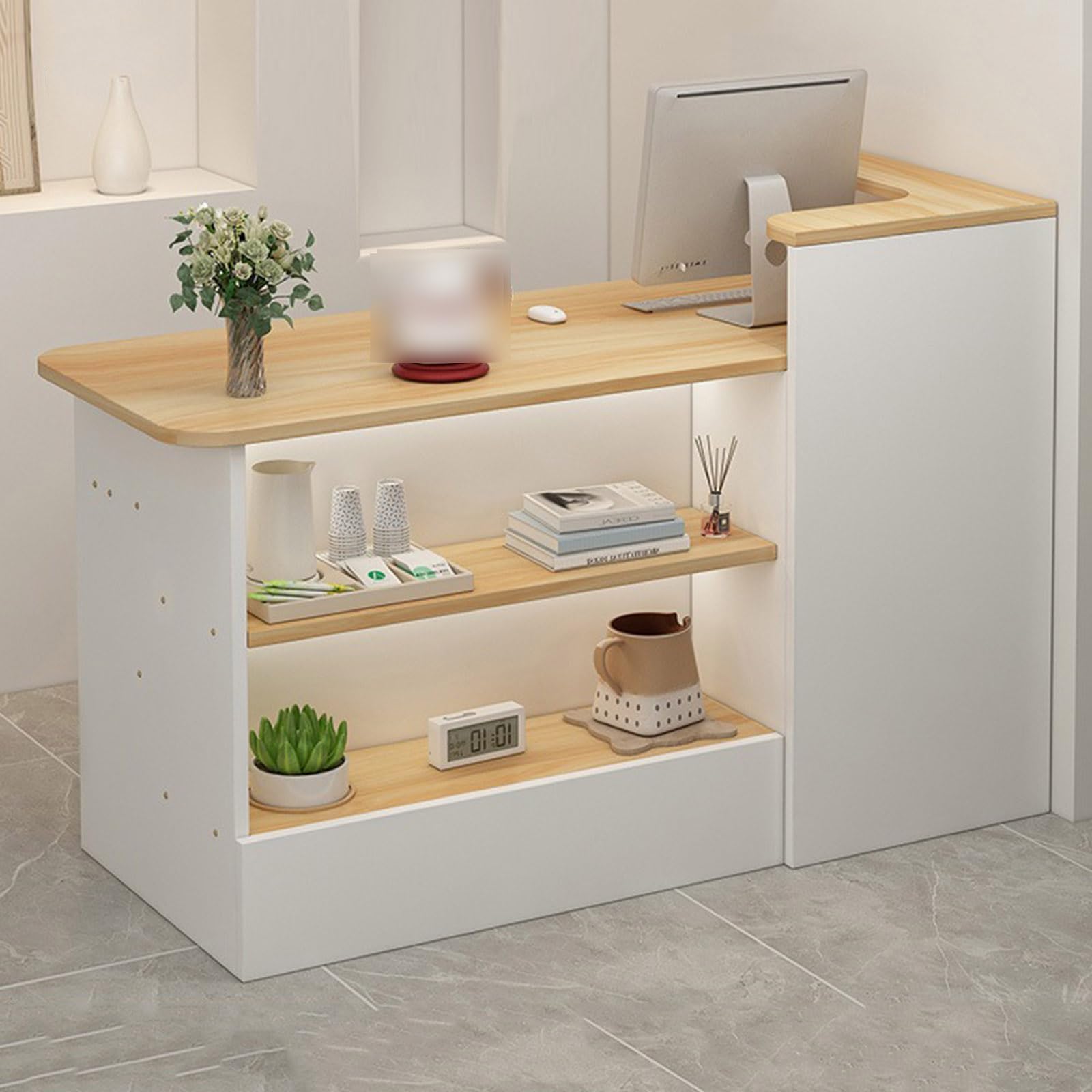 Amazon.com: Reception Counter Table, L-Shape Simple Cashier Cabinet ...