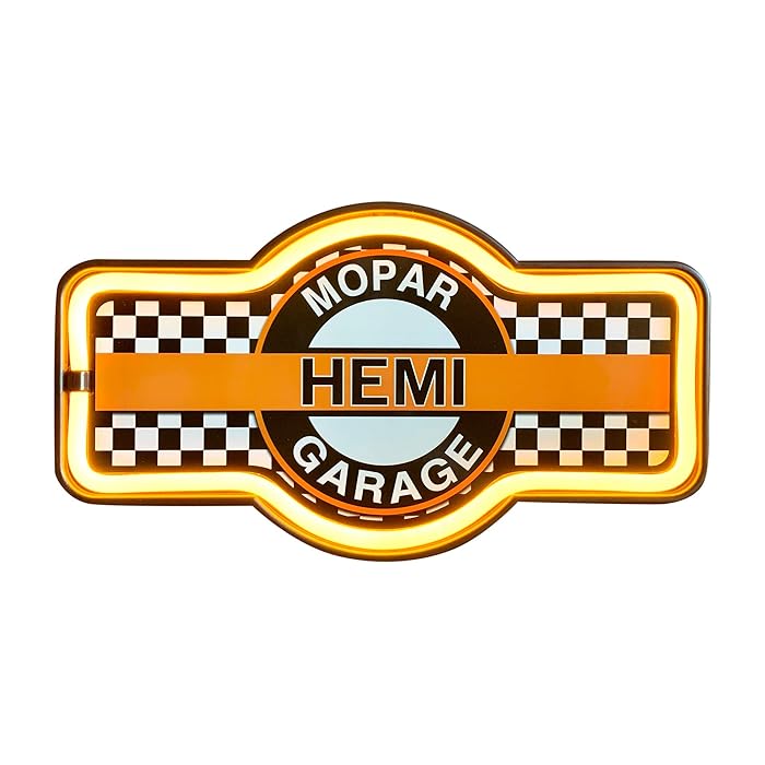 Buy Mopar Hemi Garage LED Light Rope Sign, Electric Orange LED Light ...
