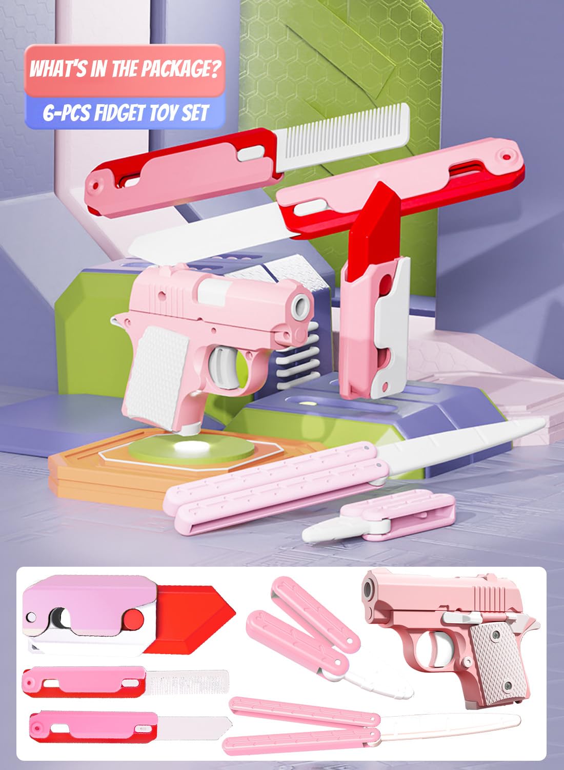 Snapklik.com : Fidget Gun Toy, Fidget Blaster Gun 1911 Titan Stress ...