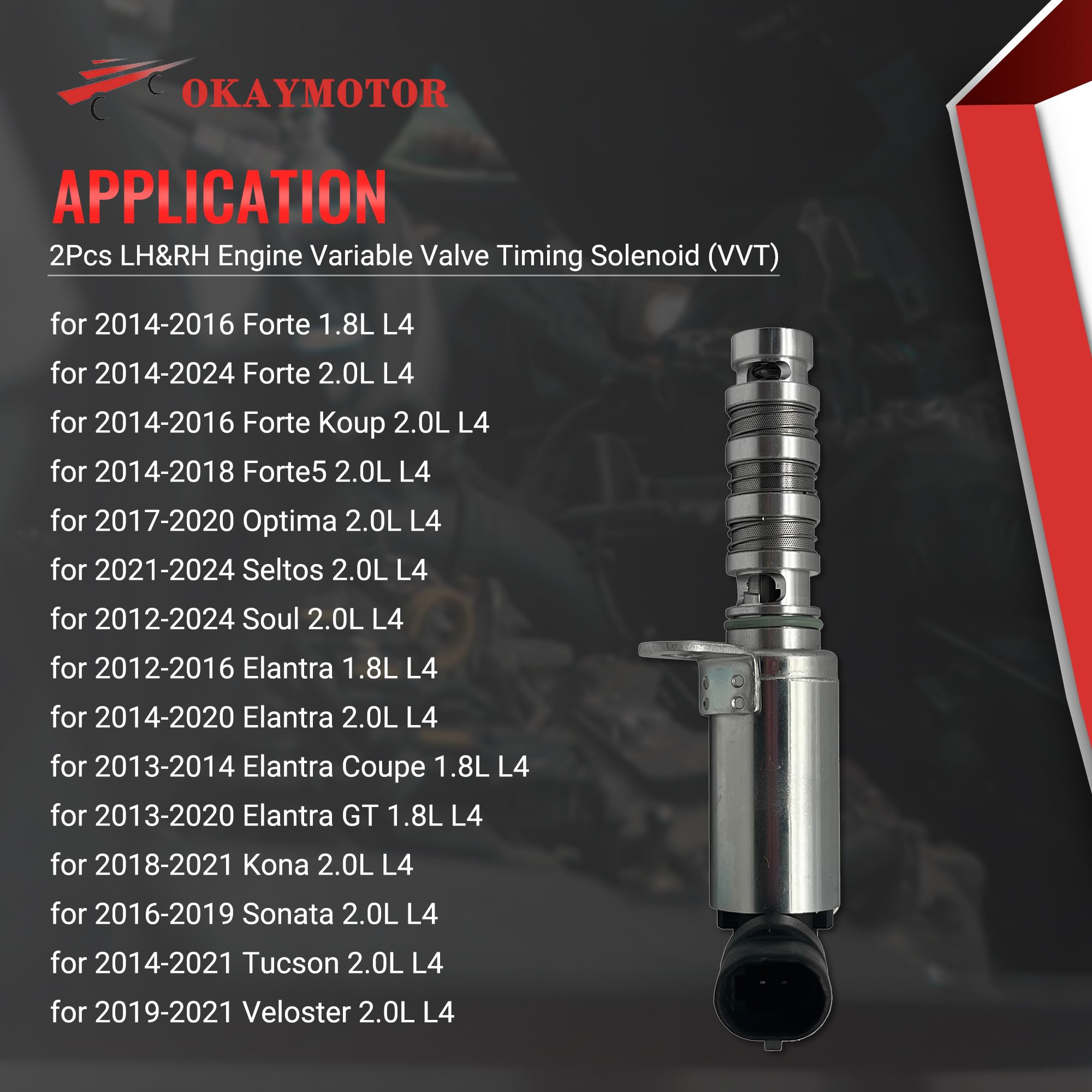 Vvt Valve 2Pcs VVT Solenoid Set For Hyundai & Kia 1.8L 2.0L Engines ...