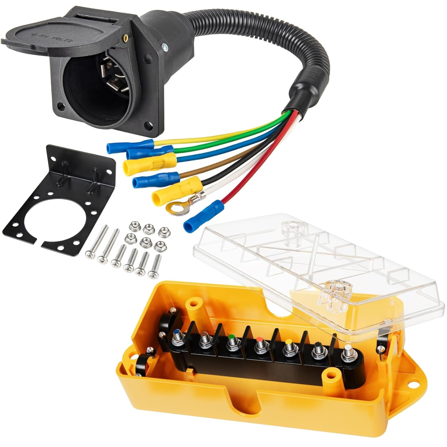 Amazon.com: MECMO 7 Way Trailer Wire Junction Box Clear Cover 7 Pin ...