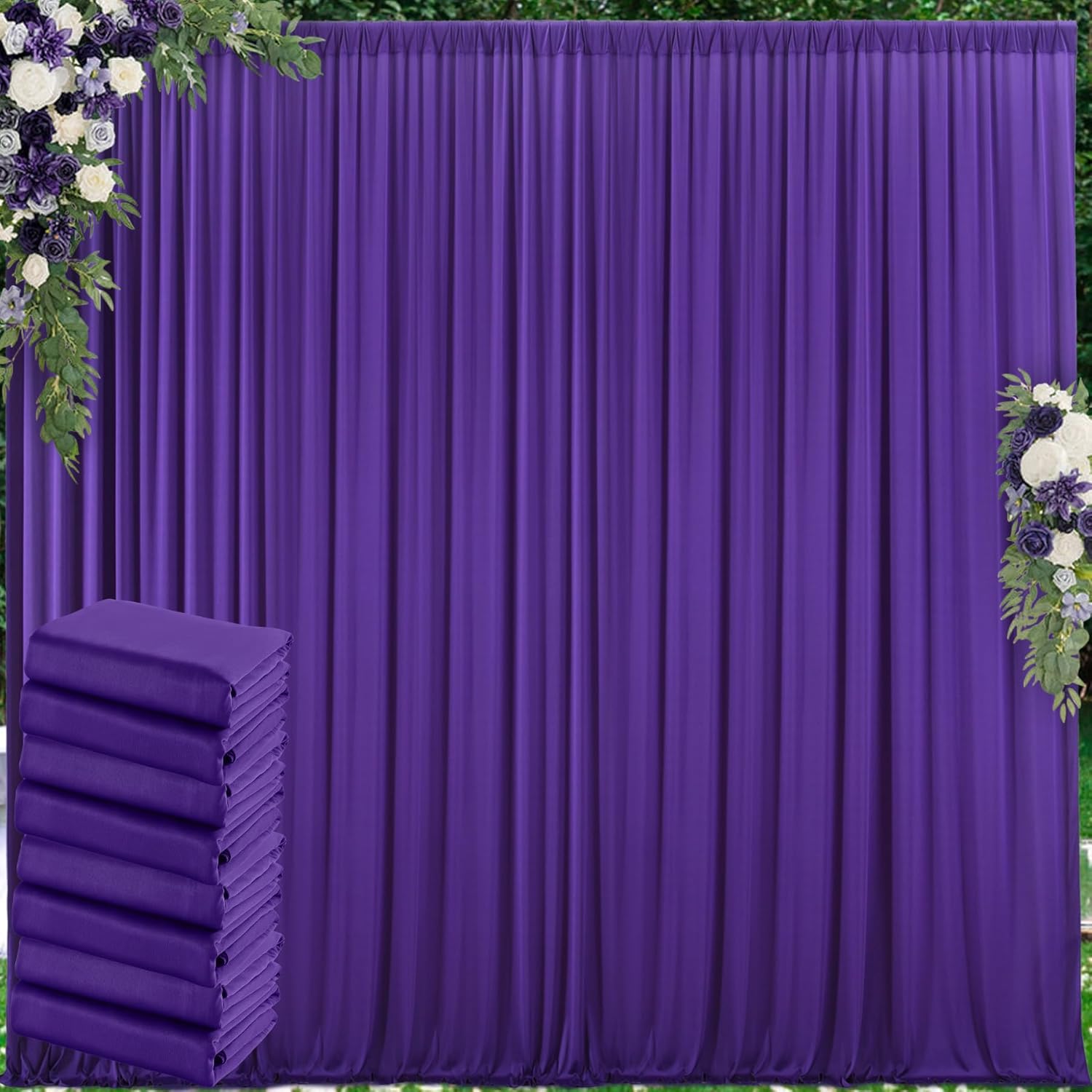 Amazon.com: 40 ft x 10 ft Wrinkle Free Purple Backdrop Curtain for ...