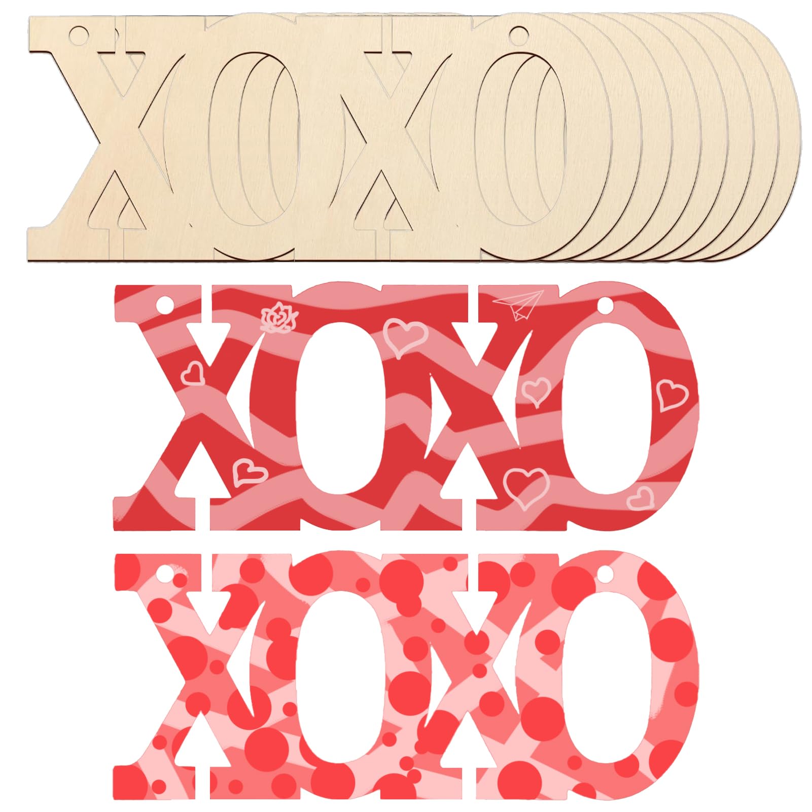 Amazon.com: Wooden XOXO Letter Ornaments Valentine's Day Wooden DIY ...