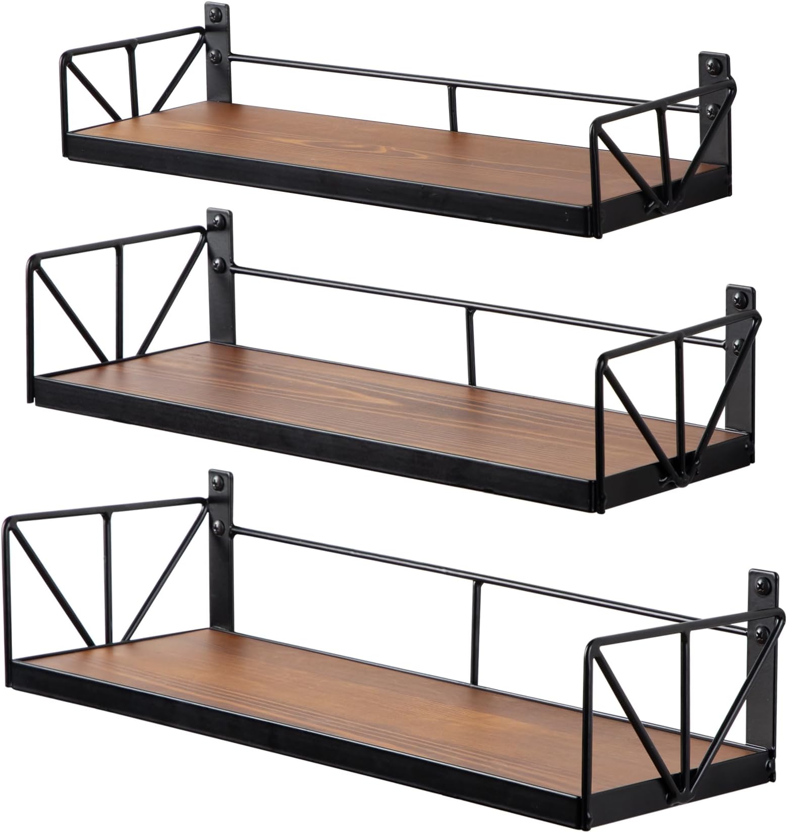 HORLIMER Set of 4 Floating Shelves for Wall, Wooden Wall Shelf with ...