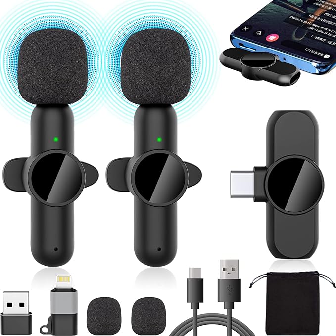 ZZCP Micrófono Inalámbrico para Android/PC/iPhone-Micrófono de Solapa ...