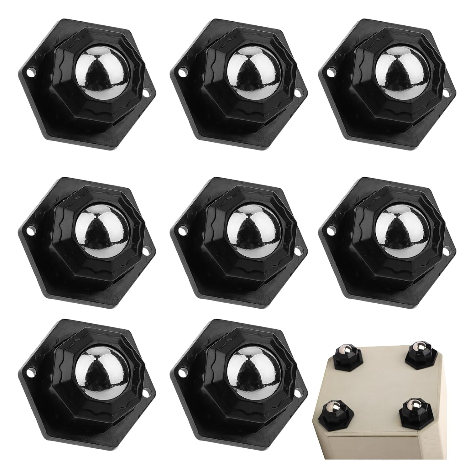 8pcs Mini Caster Wheels, Stainless Steel 360° Rotation Roller Wheels ...