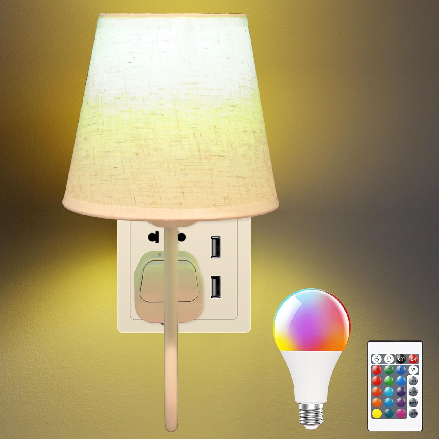 Rodalims Night Lights Plug into Wall LED Wall Lamp with RGB Lighting ...