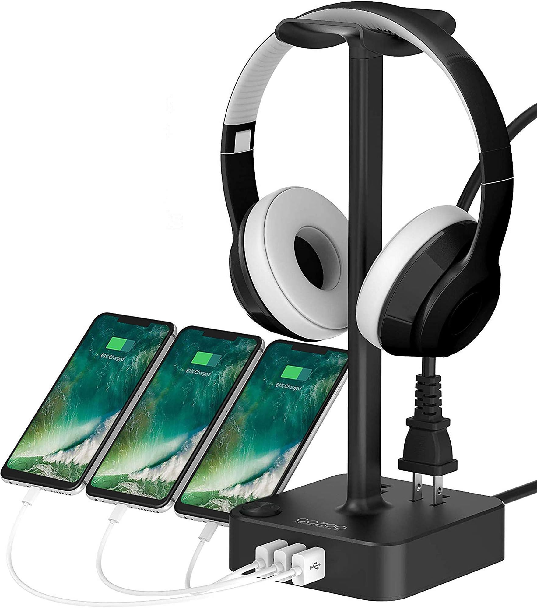 Headphone Stand with USB Charger COZOO Desktop Gaming Headset Holder ...