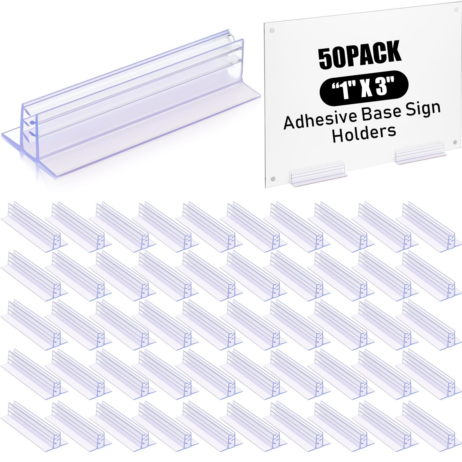 Amazon.com : Fulmoon 50 Pcs 1 x 3 Inch Sign Holder, Adhesive Base Sign ...